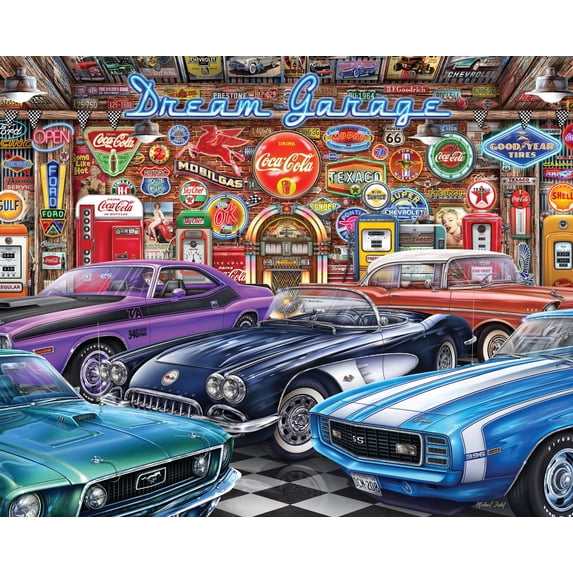 Springbok Garage - Classic Car 1000pc Jigsaw, Unique Cut - Corvette ...
