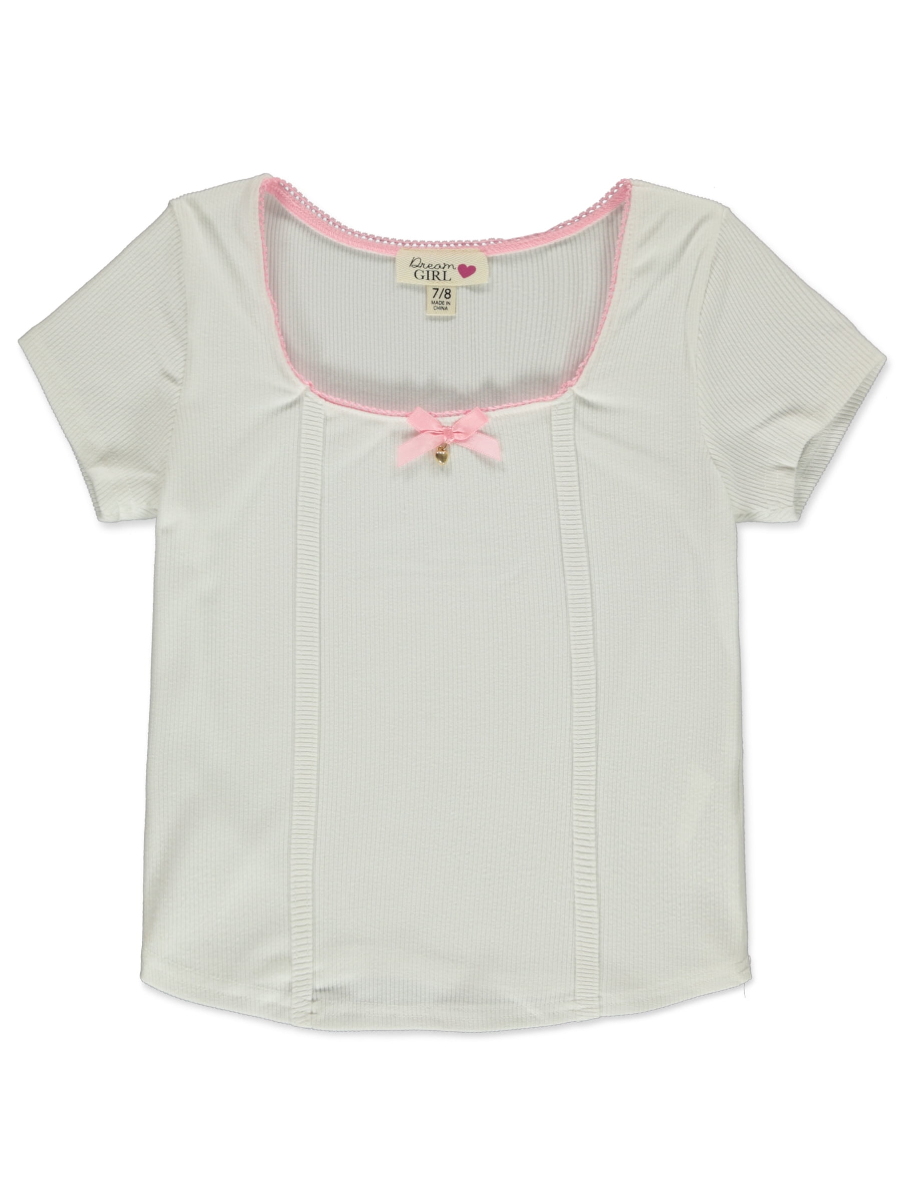 Dream Girl Girls' Bow T-Shirt Color: white Size: 10 - 12 - Walmart.com