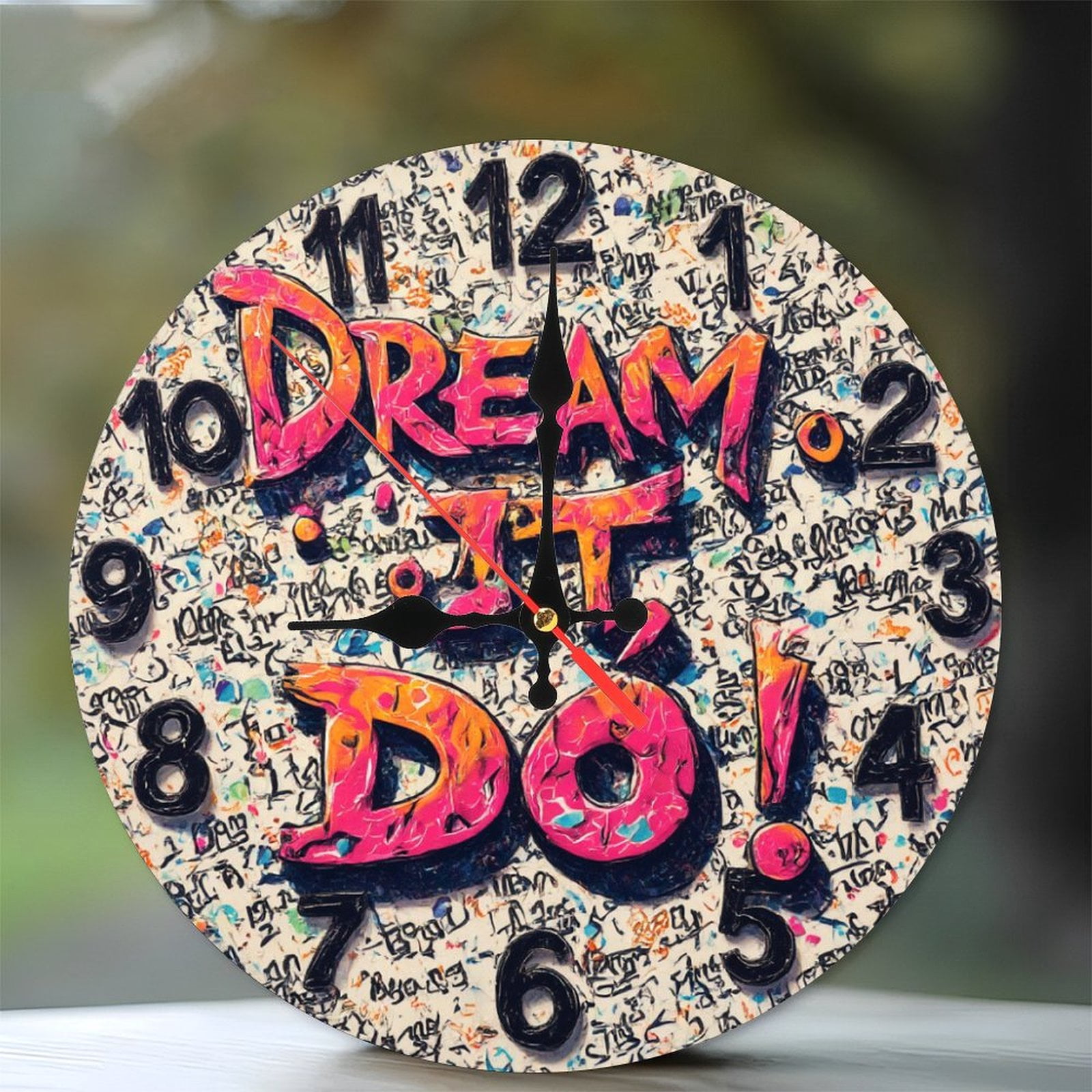 Dream It Do It Graffiti Style Wall Clock Home Decor 10-Inch Silent ...