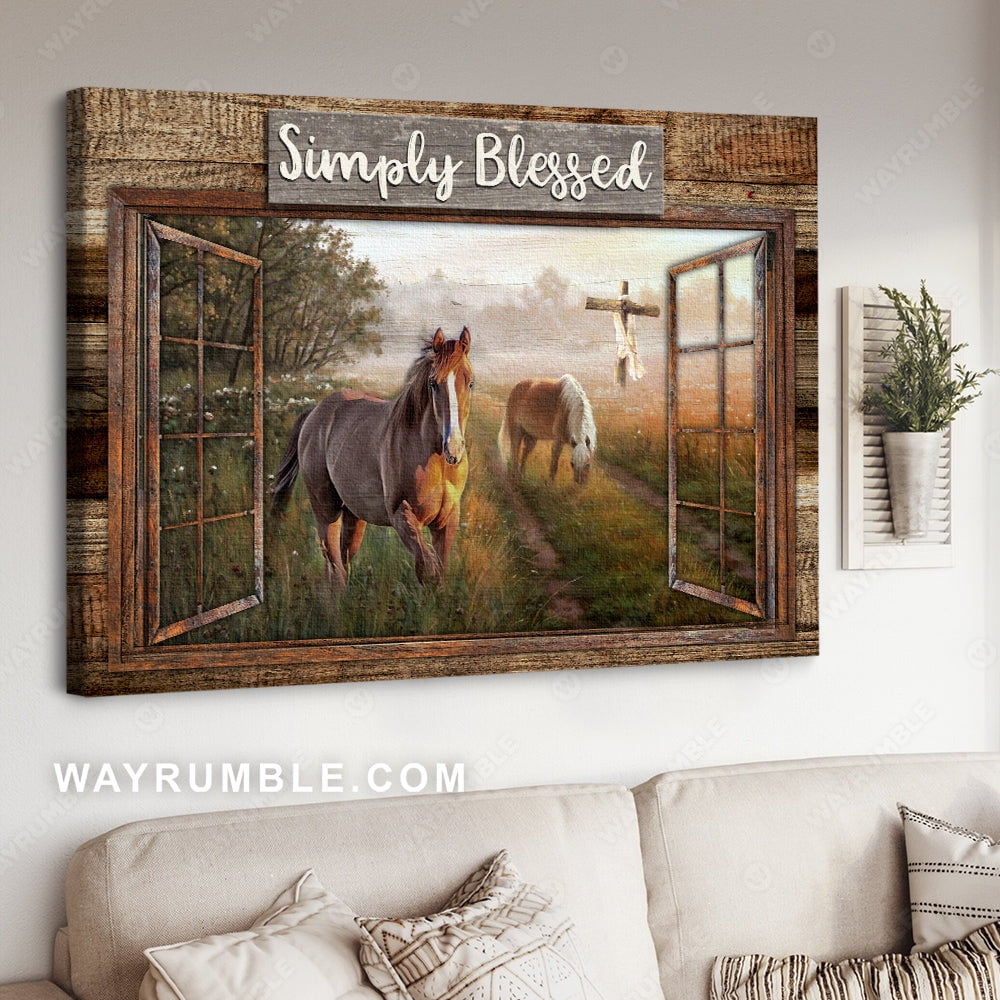 Dream Horses, Green Meadow Land, Countryside Painting, Simply Blessed ...