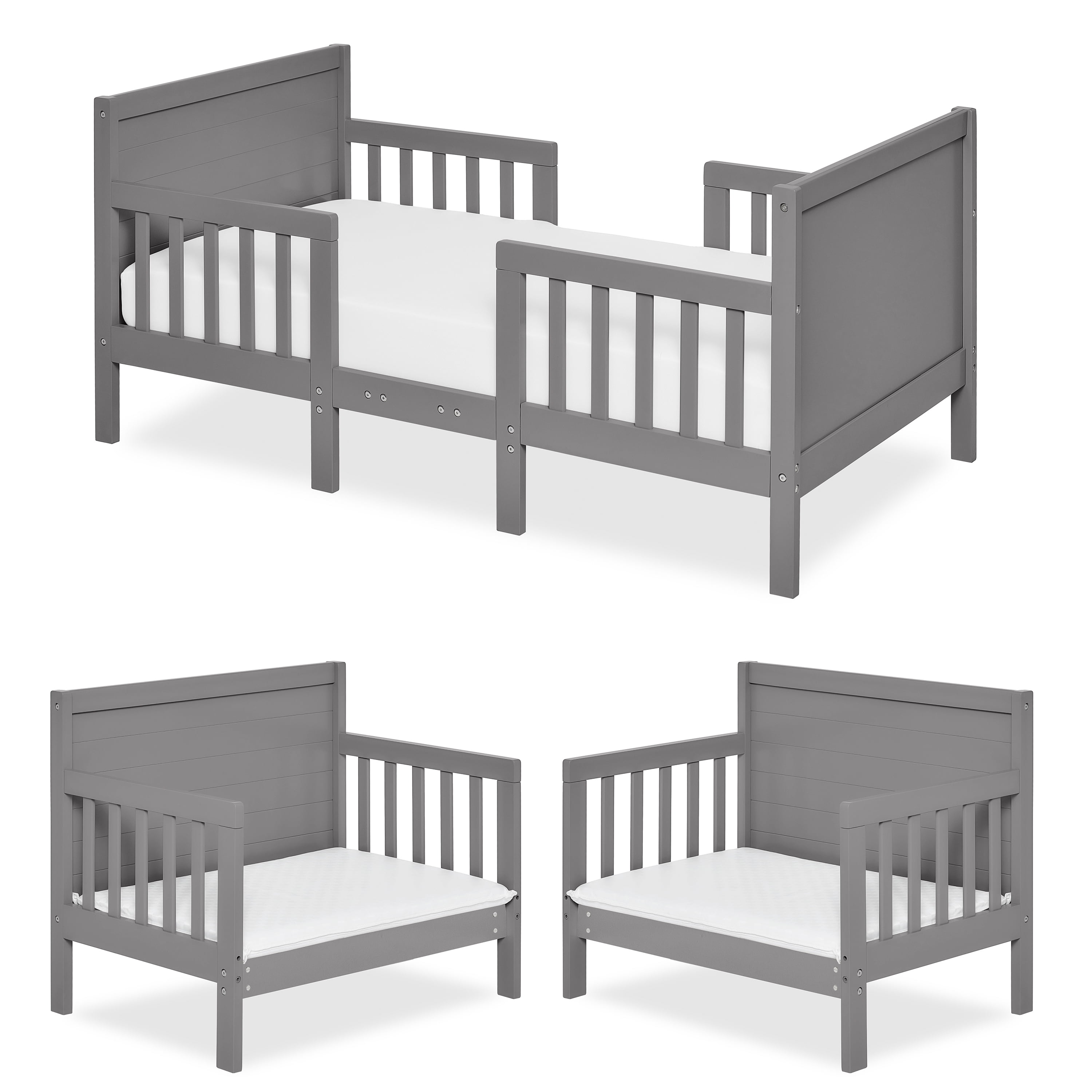 Dream On Me Hudson 3 in 1 Convertible Toddler Bed in Storm Grey ...