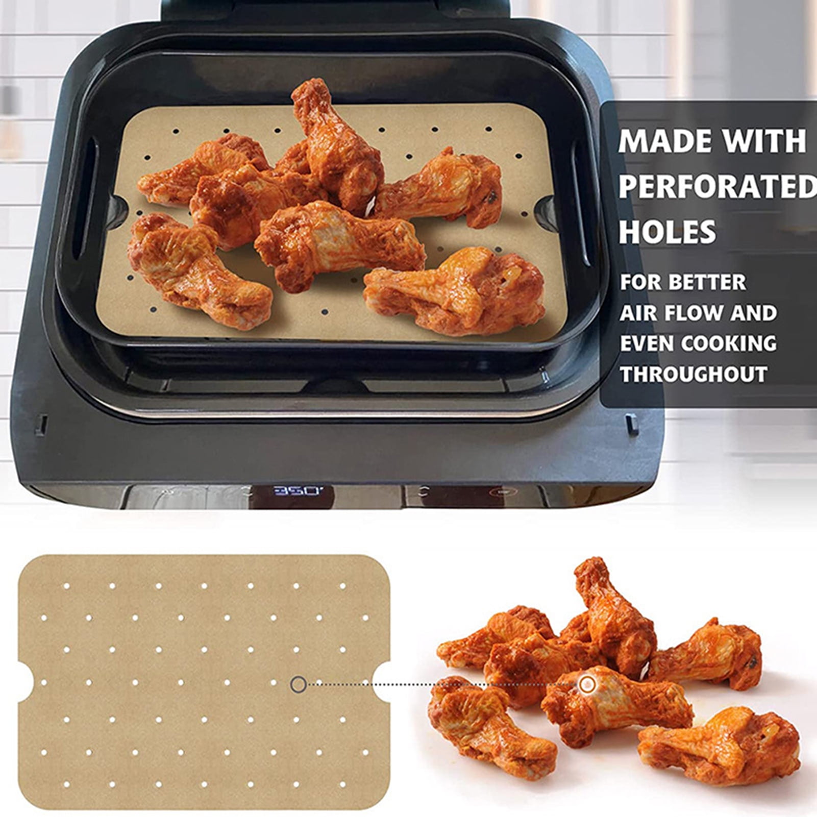Dream Lifestyle 100Pcs/Set Air Fryer Parchment Paper Liners, Square Air ...