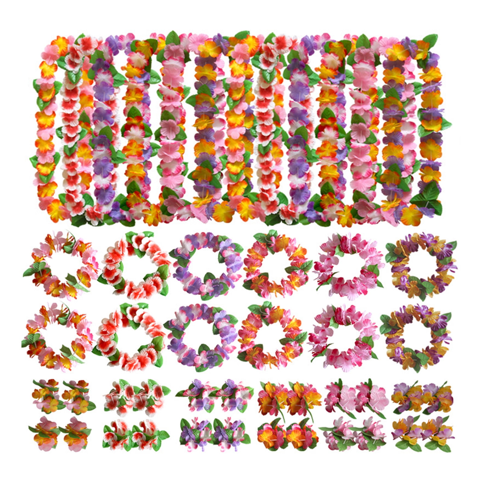 Dream Lifestyle 4/16 PCS Hawaiian Leis Set, Colorful Hula Dance Garland ...