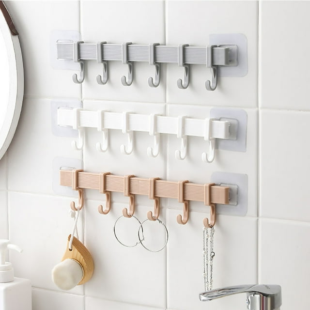 Dream Lifestyle Adhesive 6 Hooks Heavy Duty,Coat Rack Wall Mounted,Wall ...