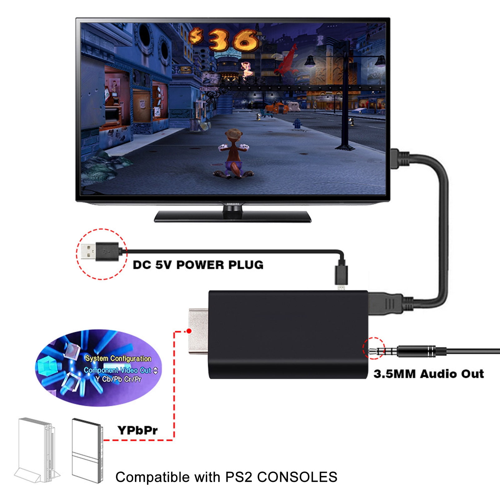 Dream Lifestyle Converter Adapter 3 5mm Audio Output Video Game Fast ...