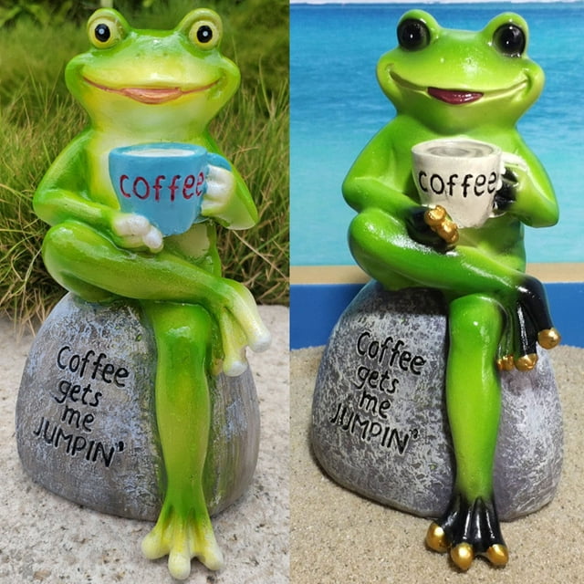 Dream Lifestyle Frog Garden Statue Figurine,Frog Sitting on Stone ...