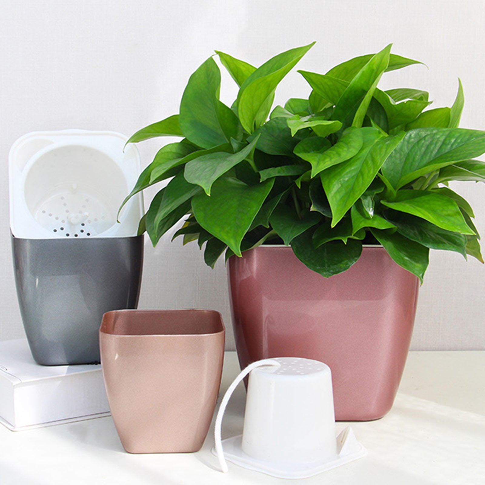 Dream Lifestyle Self-Watering Planter,Imitation Metal Automatic ...