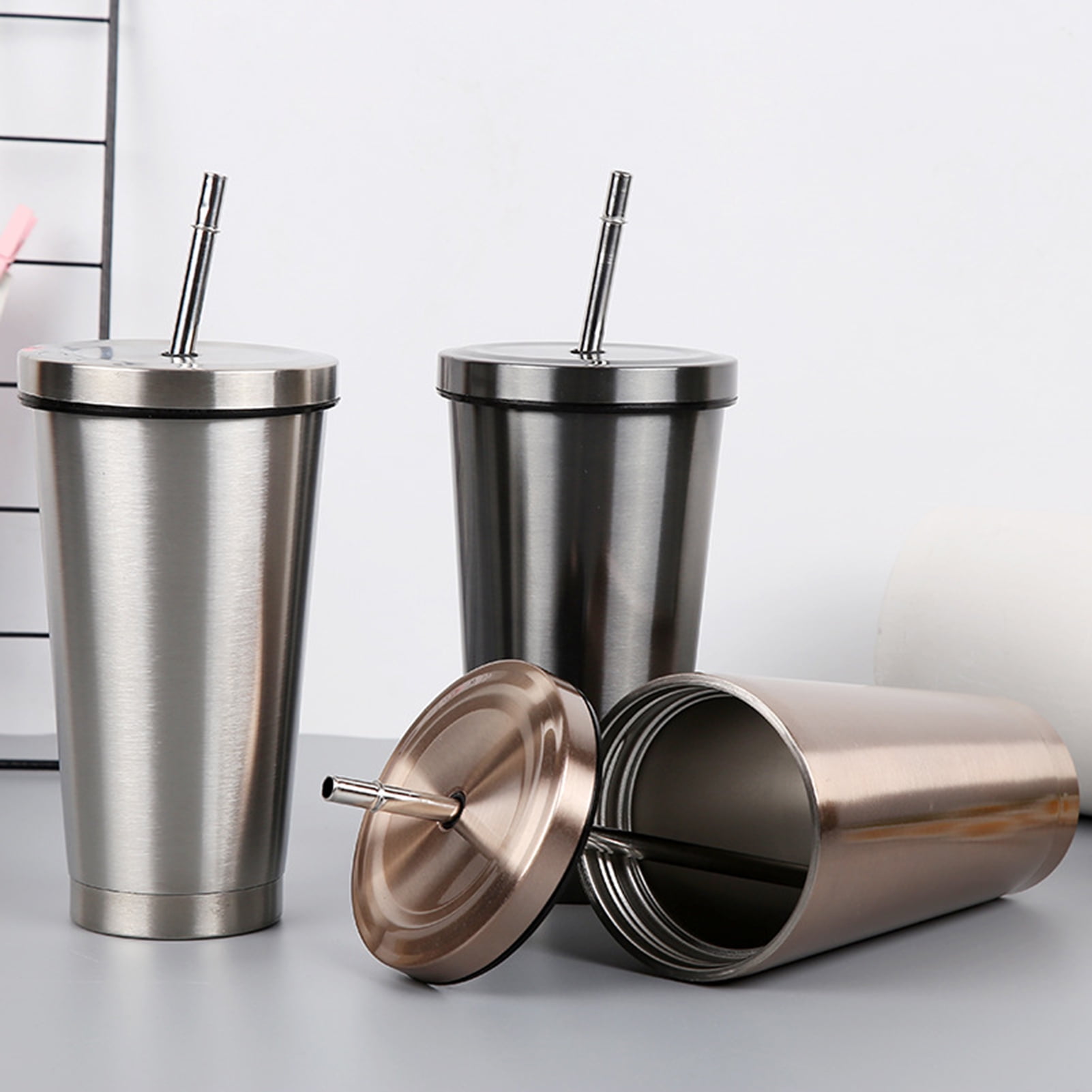 Dream Lifestyle Stainless Steel Tumbler with Spill Proof Lid and Straw ...