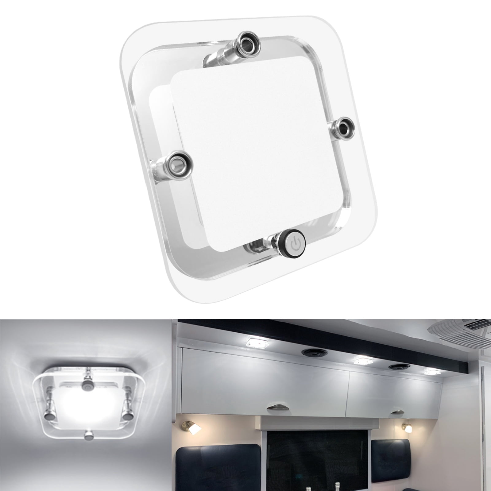 Dream Lighting 3.54" LED Ceiling Light,12Volts,Square Crystal,RV Camper ...