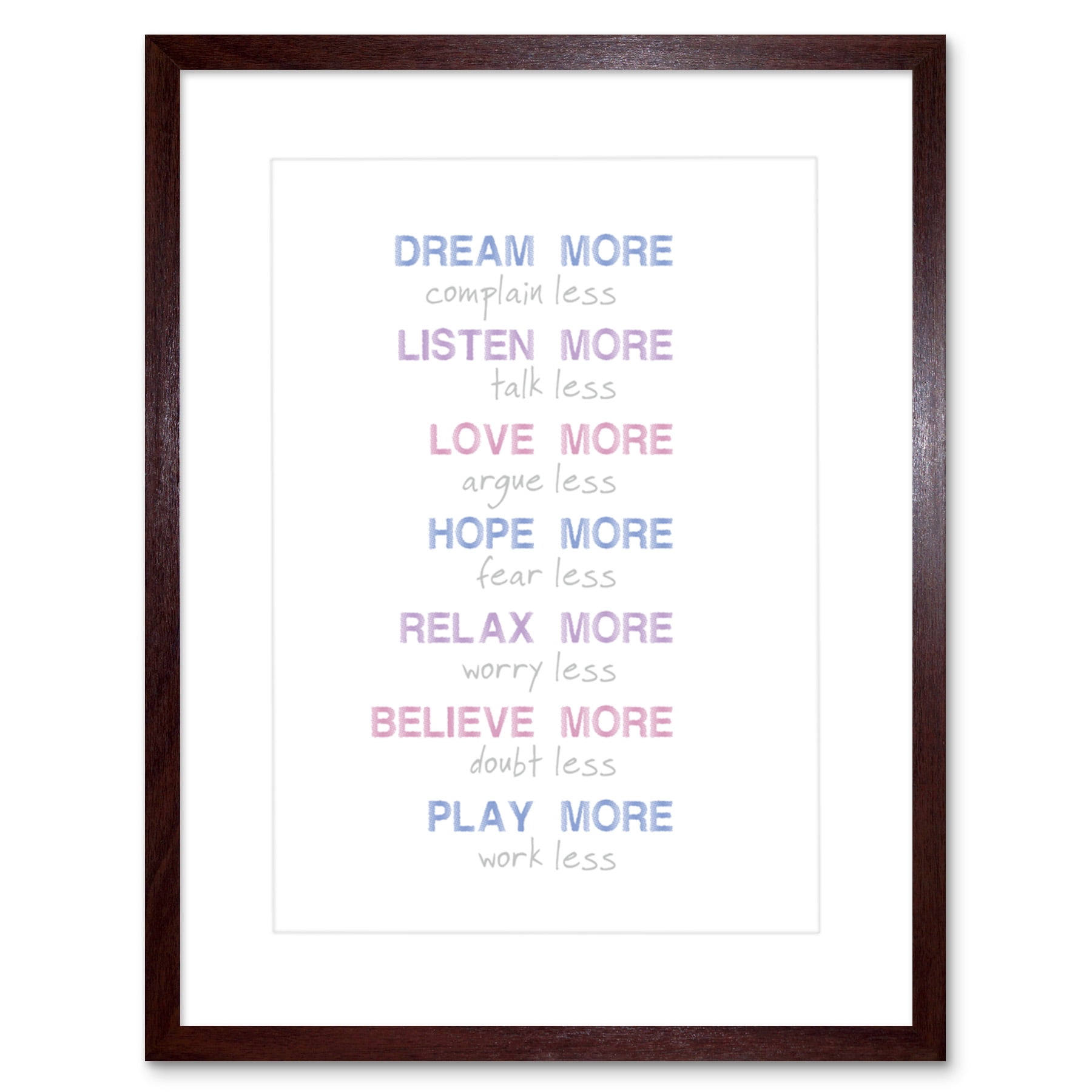 Dream More Complain Less Framed Wall Art Print - Walmart.com
