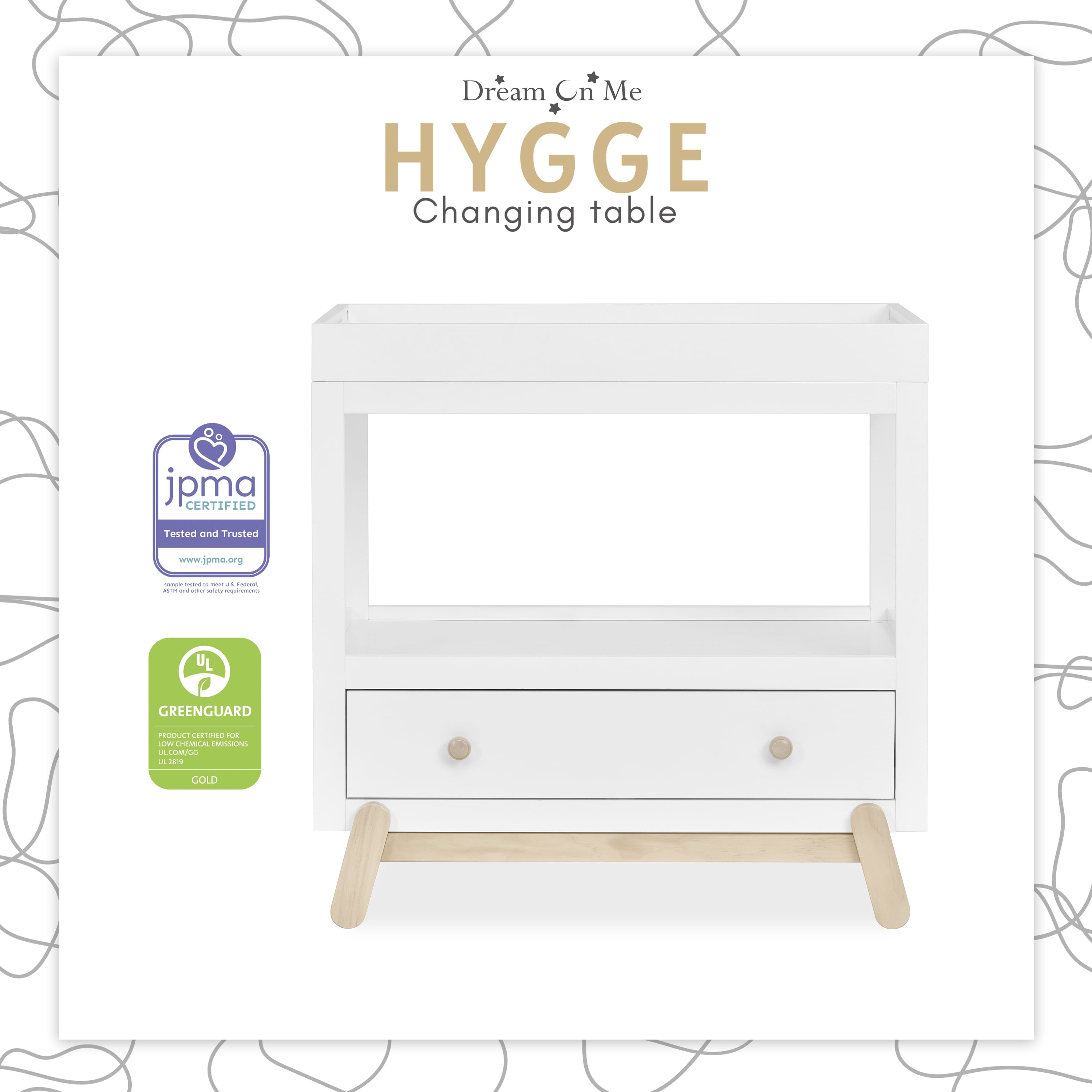 Dream On Me Hygge Changing Table, Matte Black Vintage White Oak ...