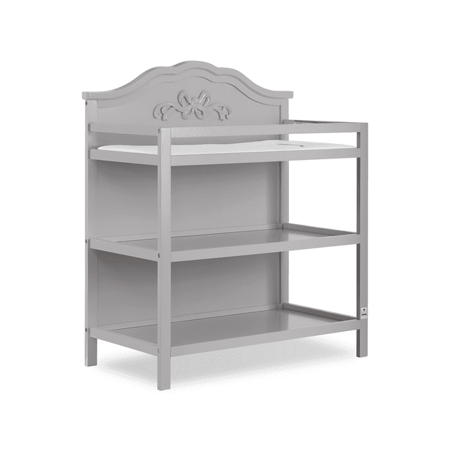 Dream On Me Jasmine Changing Table with Fixed Shelves, Platinum, 1 ...