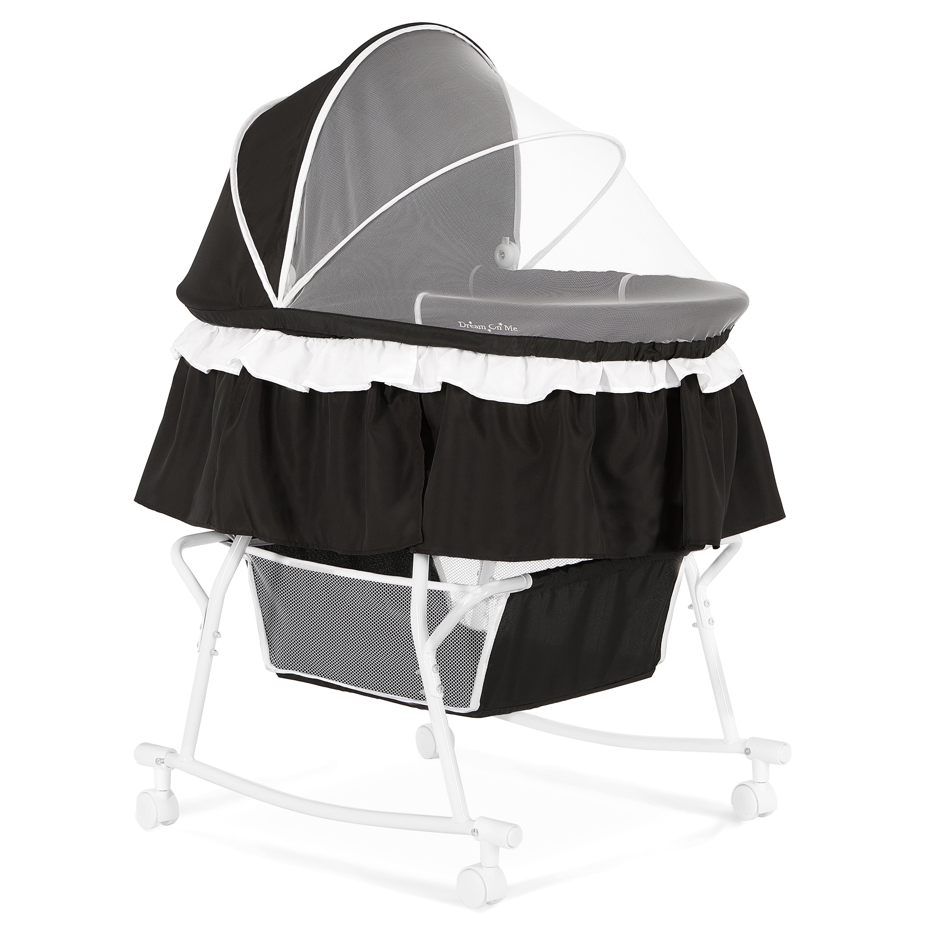 Dream On Me Lacy Portable 2-in-1 Bassinet & Cradle in Black ...