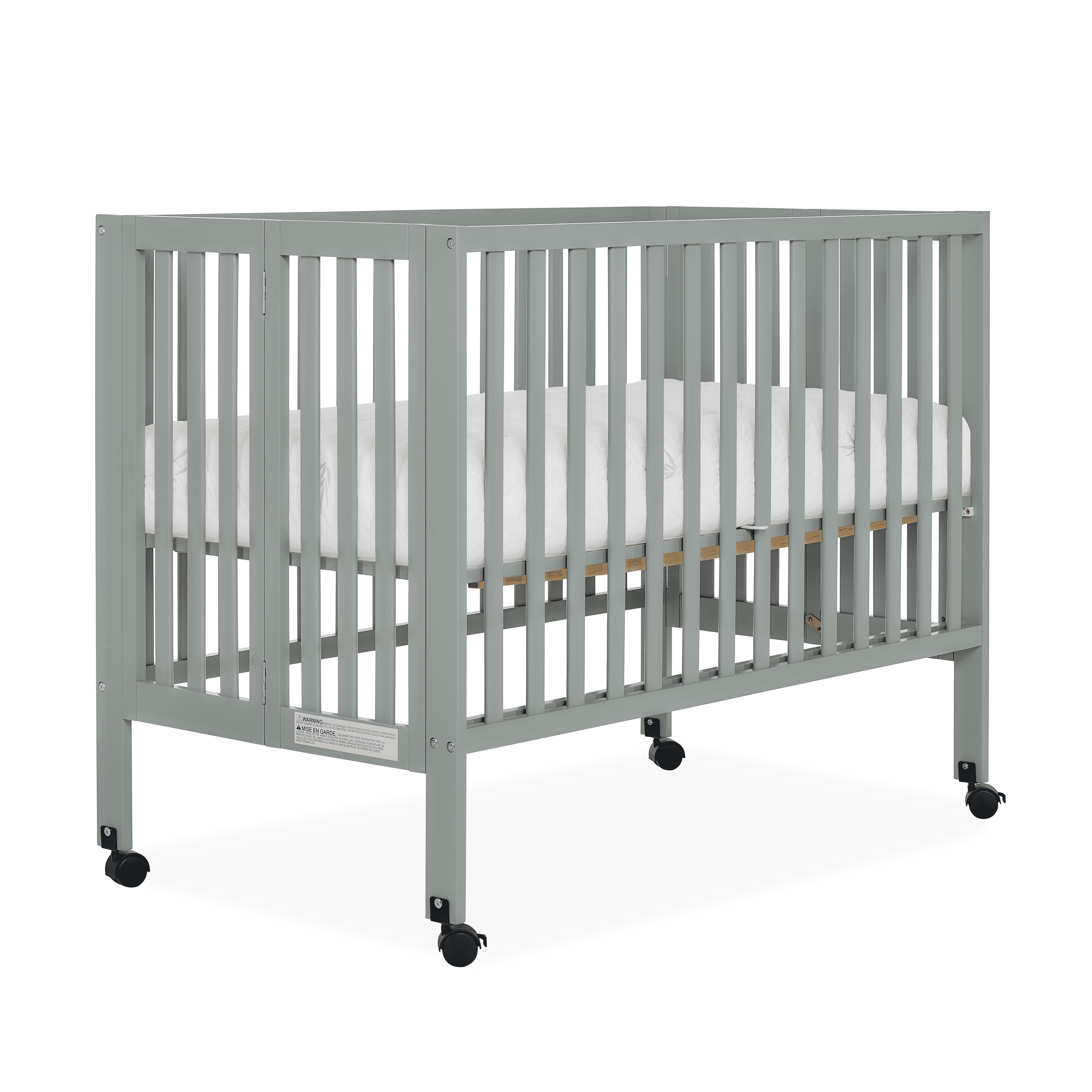Dream On Me Quinn Full-Size Folding Crib in Cool Grey, Removeable ...