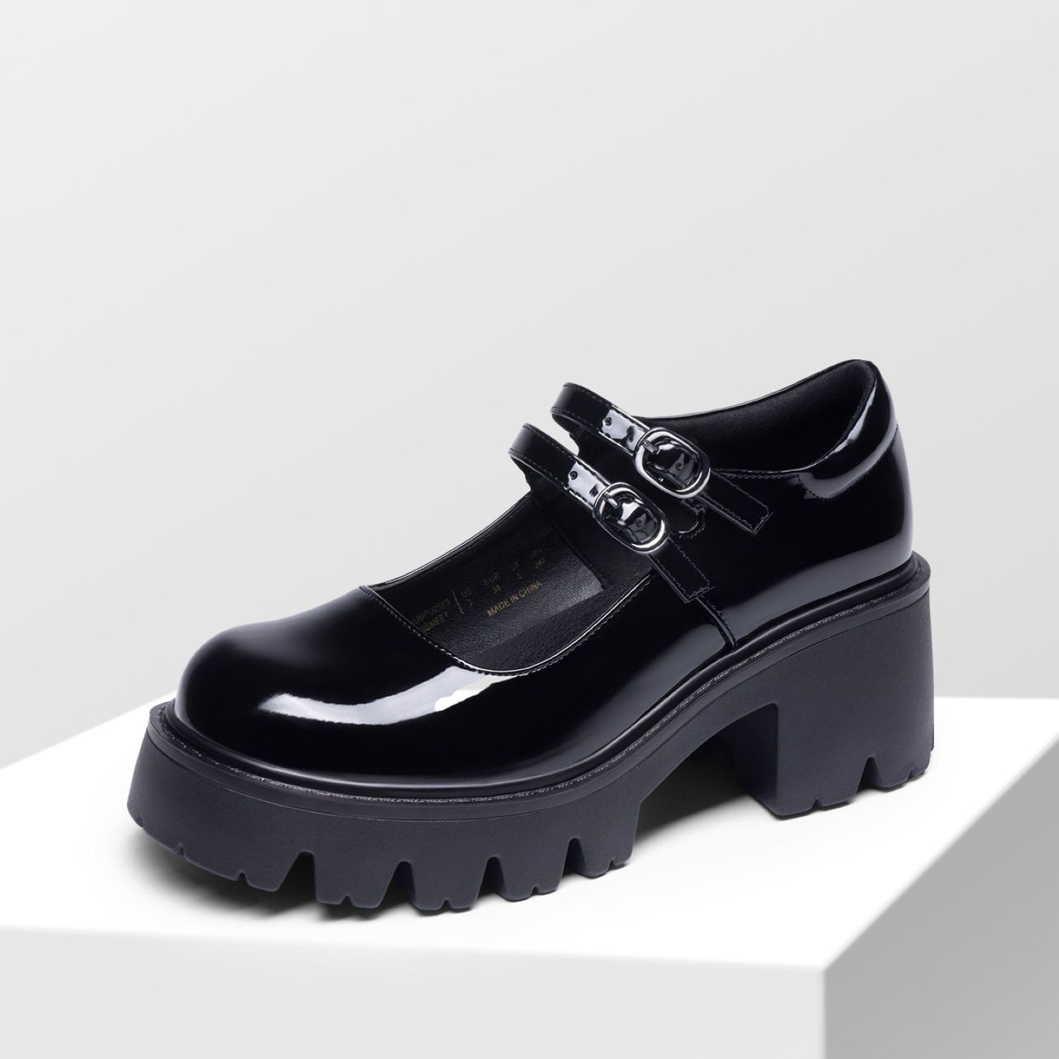 BURUDANI Chic High Heel Platform Mary Janes with Double Straps, Round ...