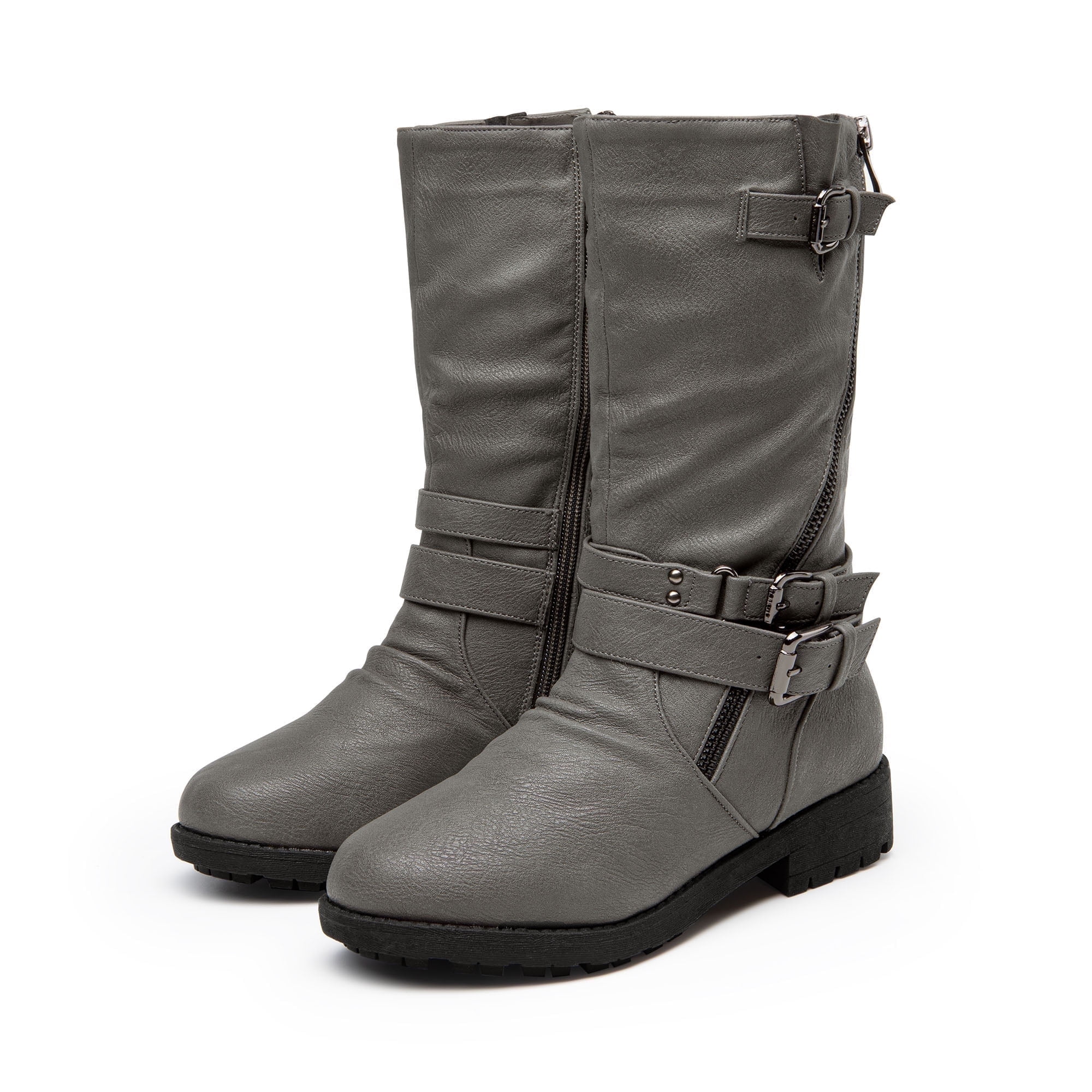 BURUDANI Girls Kids Winter Fashion Knee High Winter Boots Buckle Zipper ...