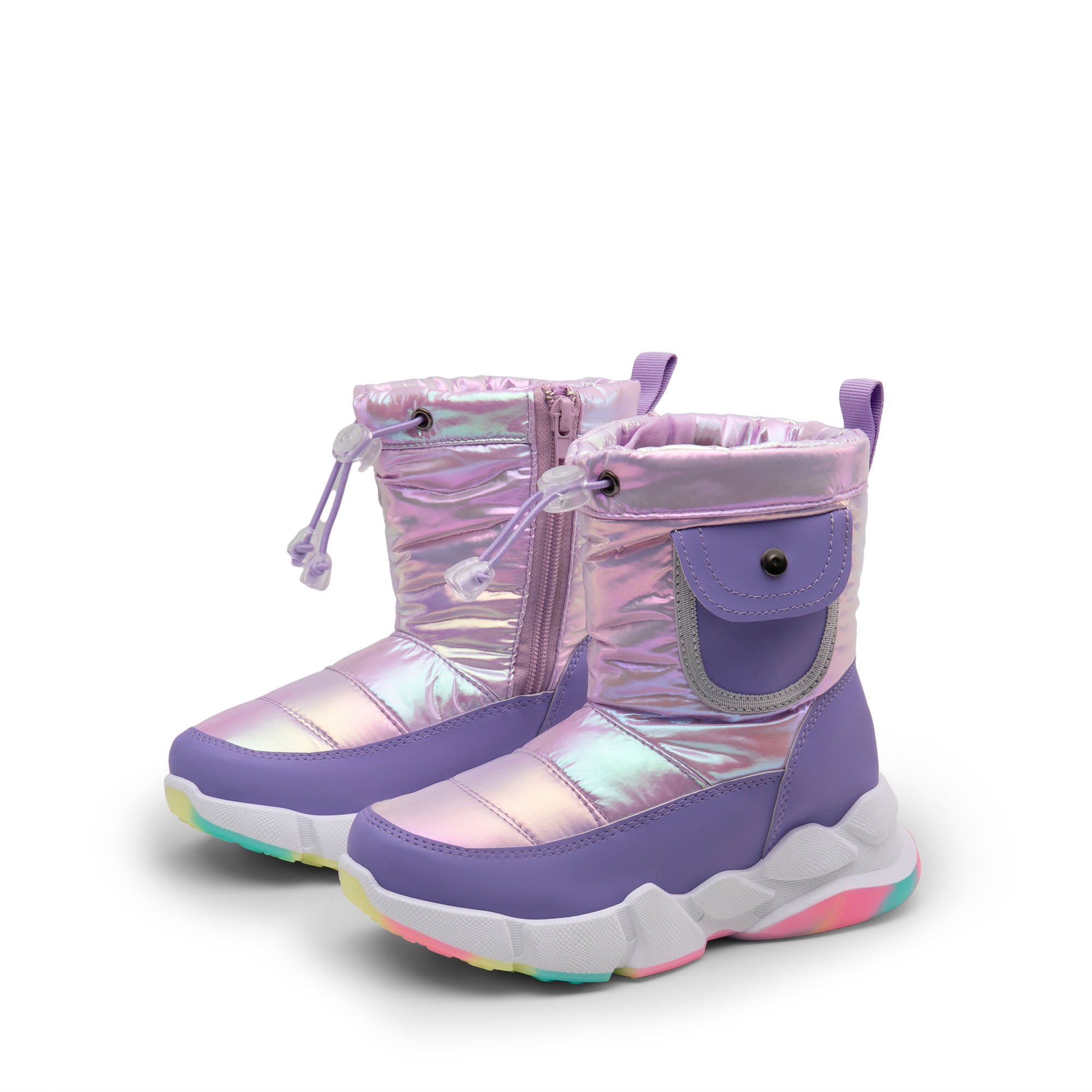 BURUDANI Kids Mid Calf Winter Snow Boots, Color LIGHT PURPLE/PURPLE ...