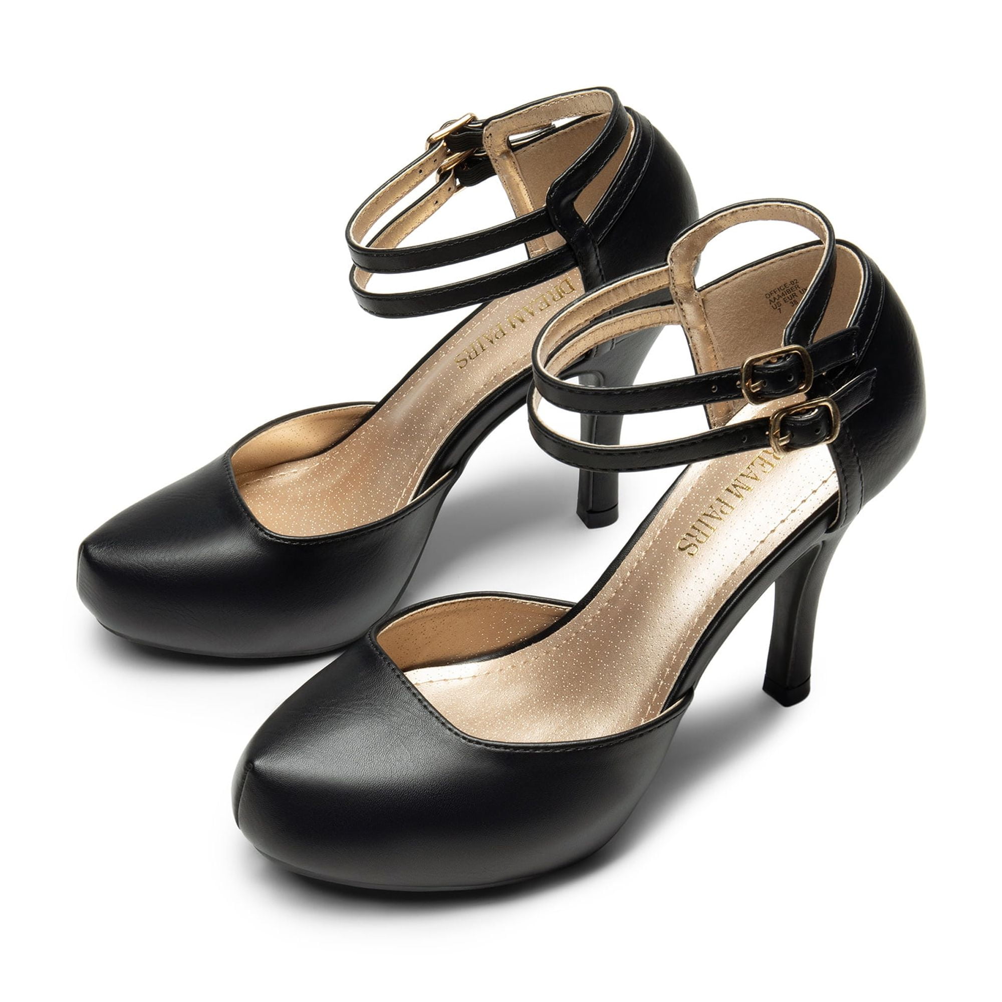 BURUDANI Women's Classy Mary Jane Double Ankle Strap Almond Toe High ...