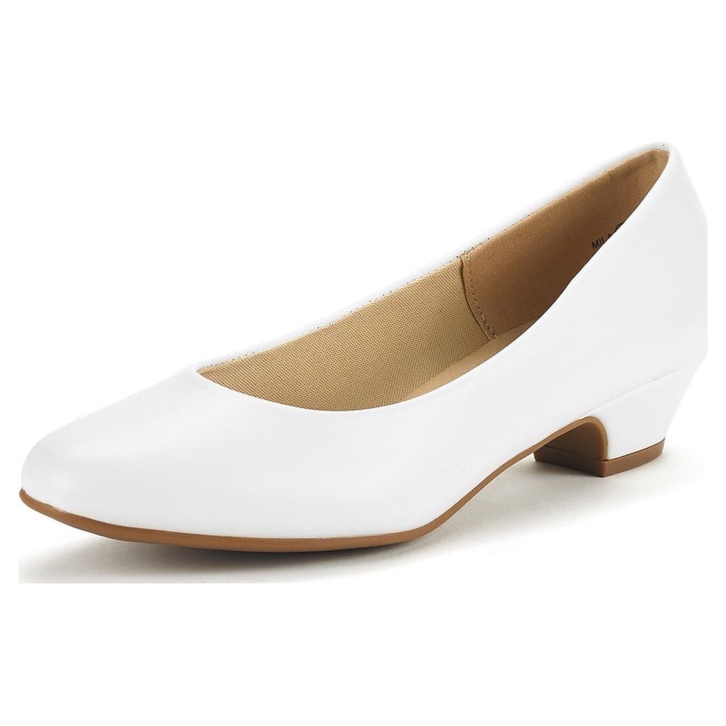 Dream Pairs Women Fashion Heel Pump Shoes Low Chunky Slip On Round Toe ...