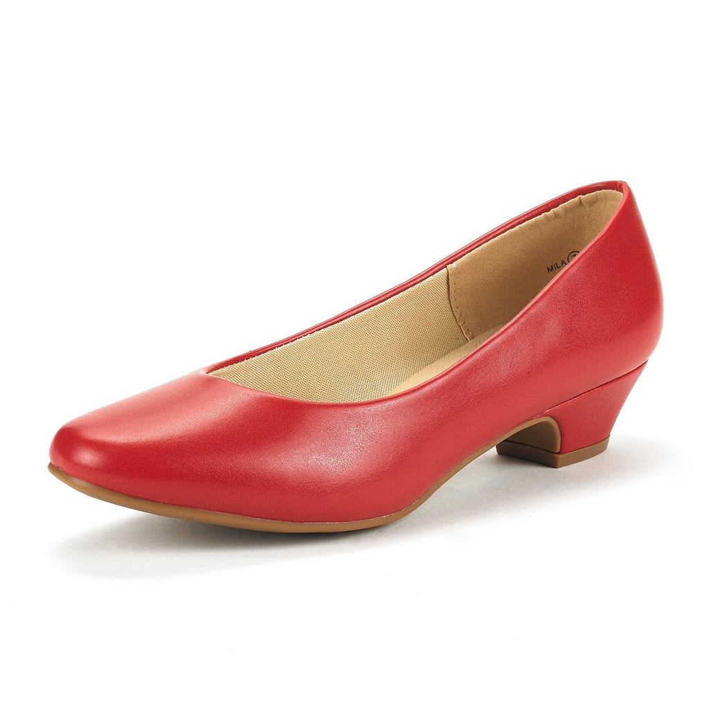 Dream Pairs Women Fashion Heel Pump Shoes Low Chunky Slip On Round Toe ...