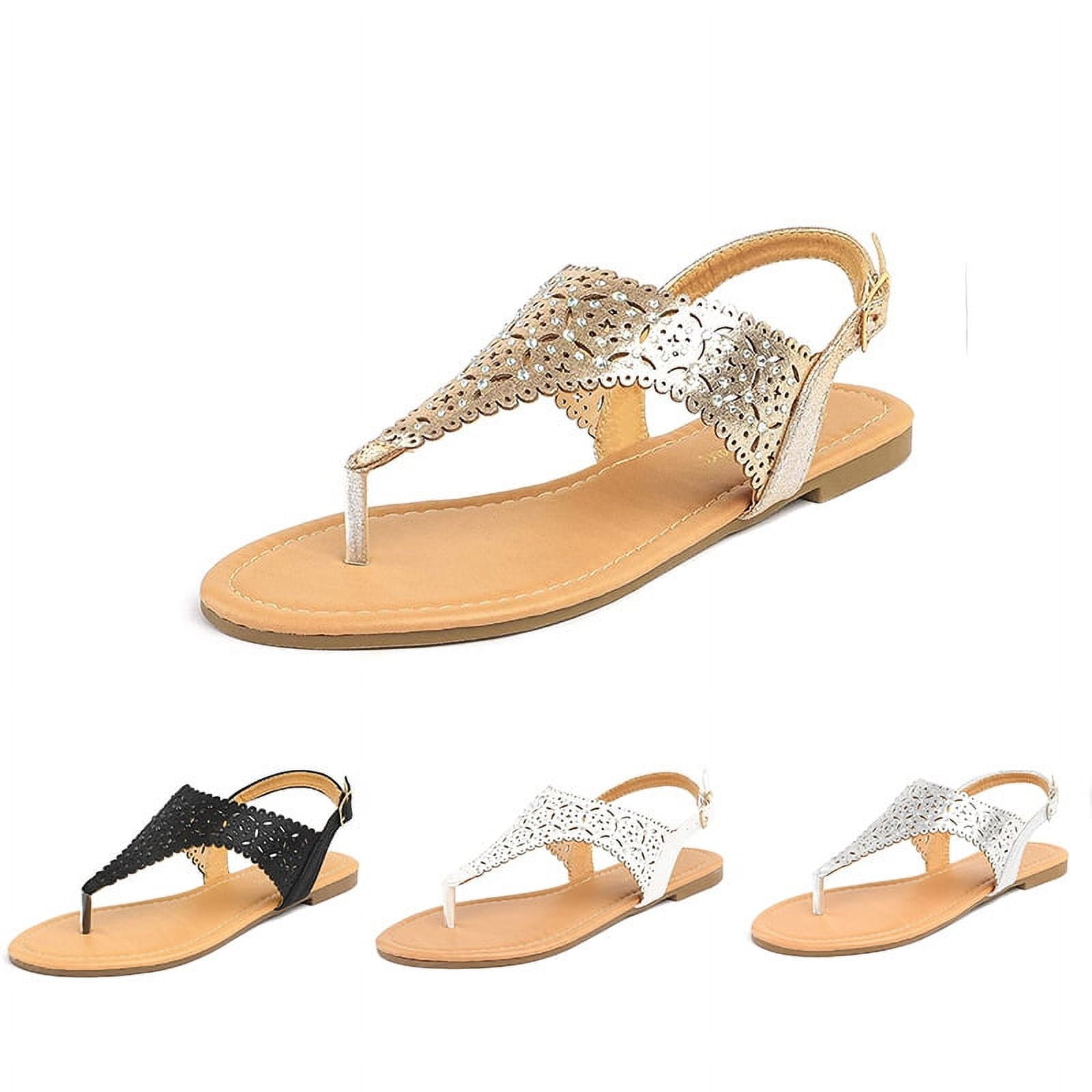 Dream Pairs Women Flat Sandals Strappy String Thong Ankle Strap Summer ...