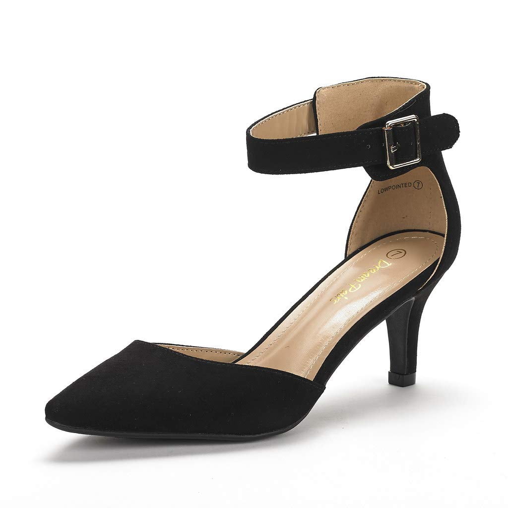 Dream Pairs Women's Fashion Ankle Strap Pump Shoes Low Heel Pointed Toe ...