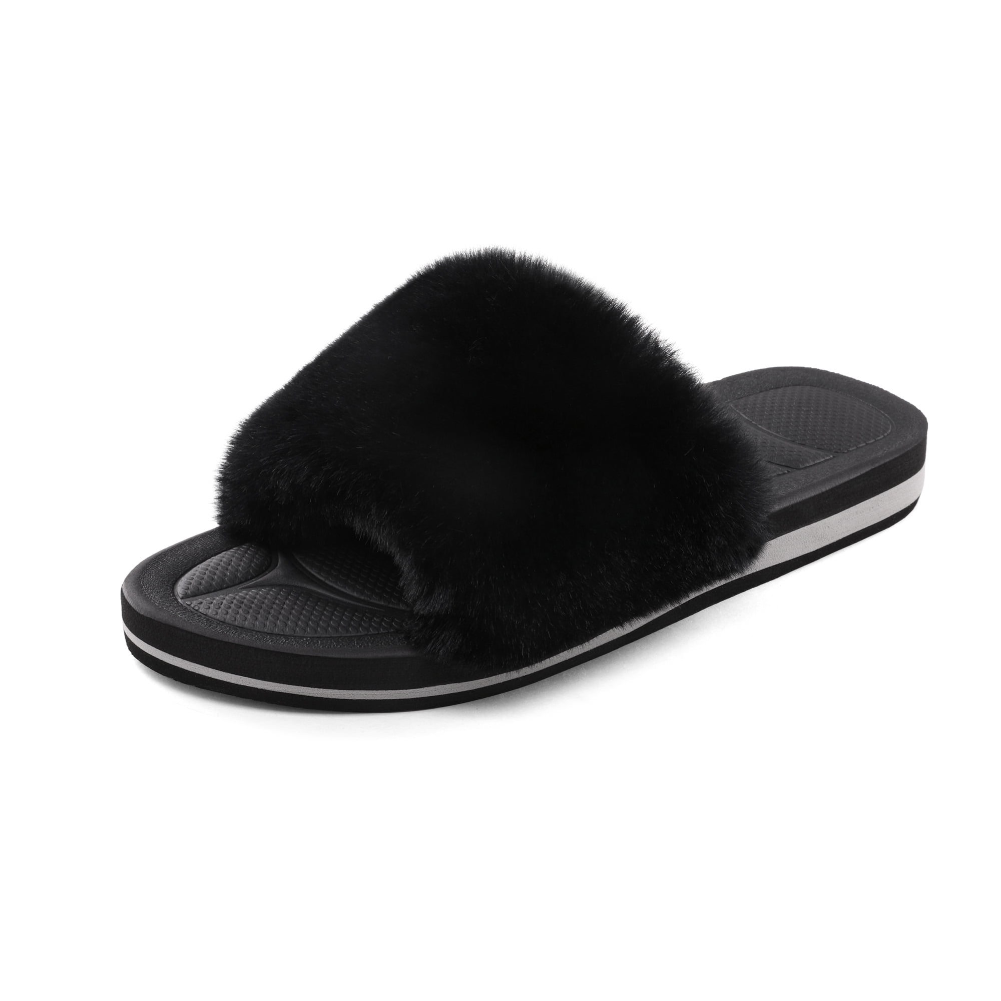 Dream Pairs Women's Fashion Comfort Fluffy Open Toe Slides Shoes Fuzzy ...