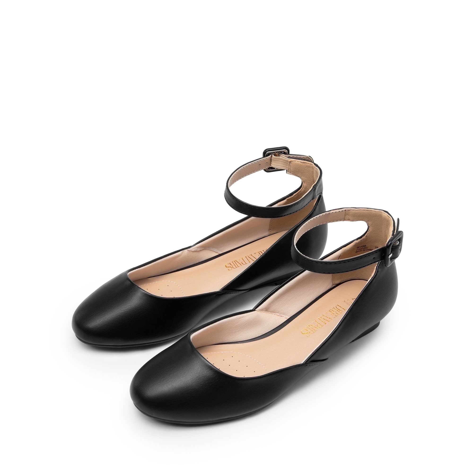 BURUDANI Women's Fashion Comfort Low Wedge Ankle Strap Flats Shoes ...