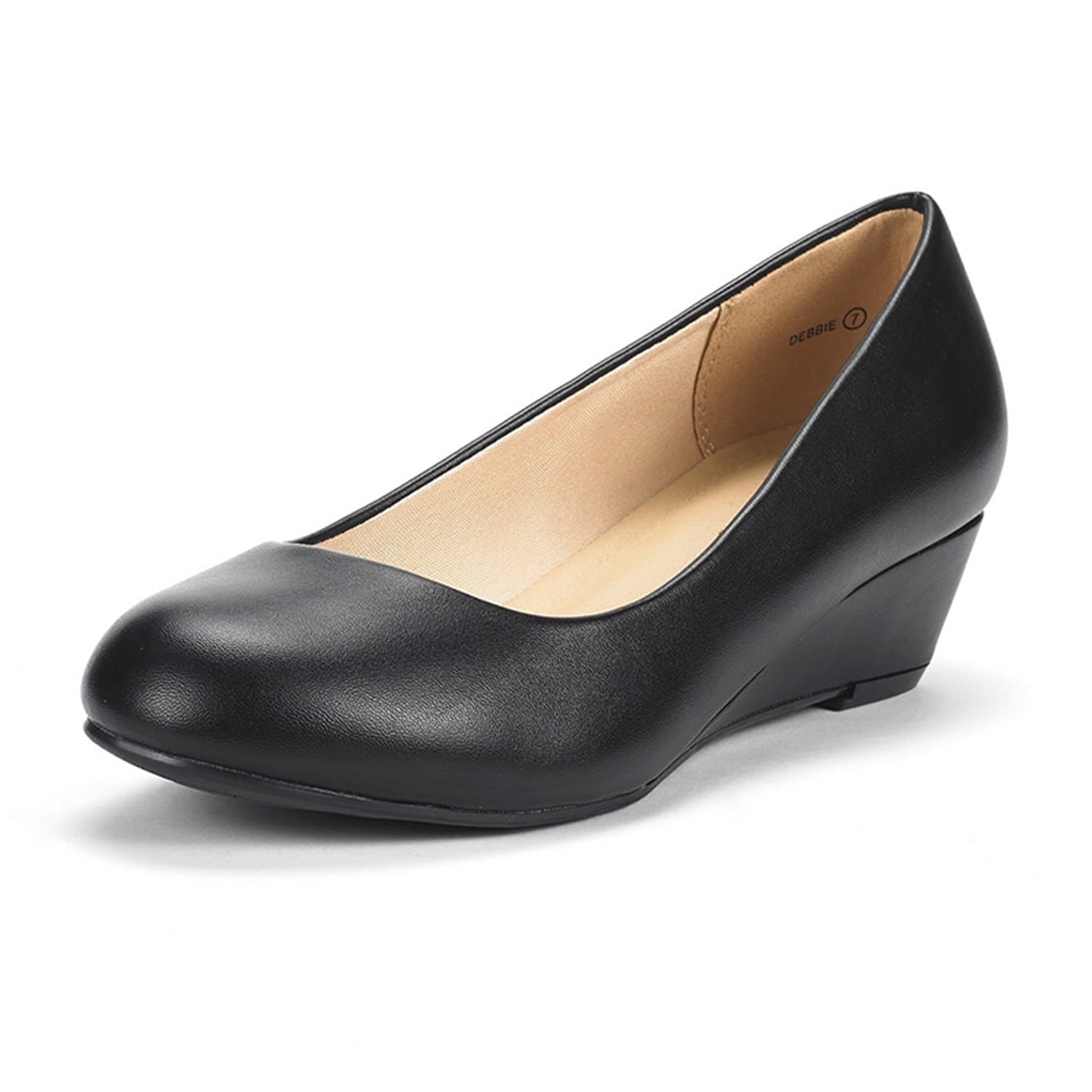 Dream Pairs Women's Mid Wedge Heel Pump Shoes Debbie color BLACK/PU ...