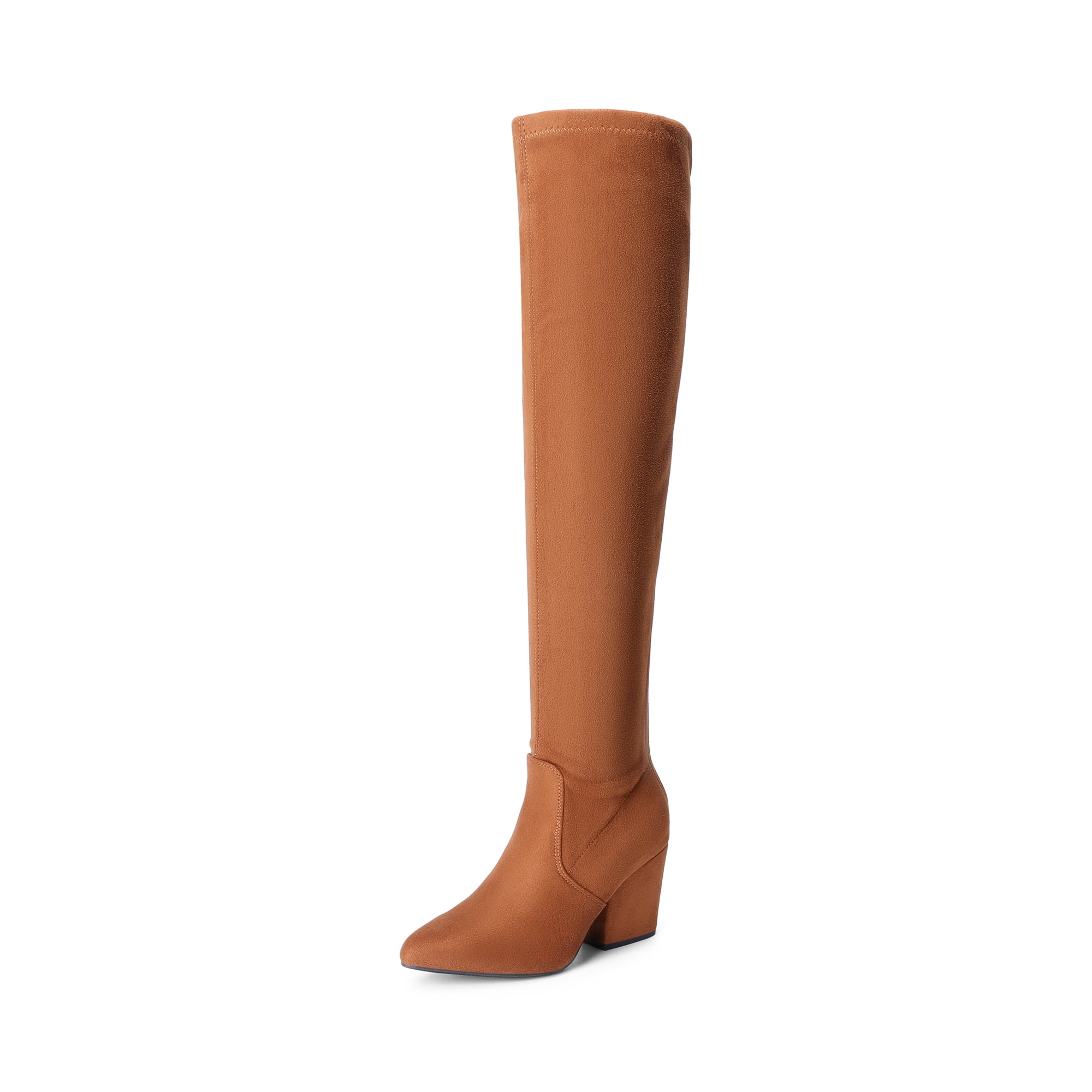 Dream Pairs Women's Thigh-High Pointed-Toe Boots Tall Chunky Block Heel ...