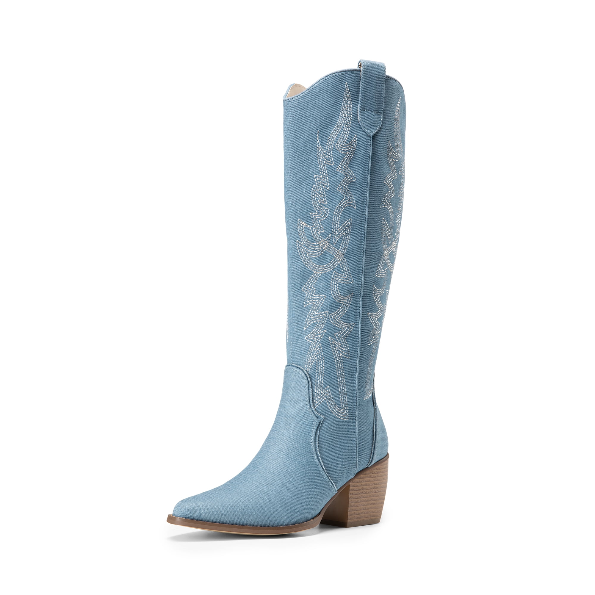 Dream Pairs Womens Cowboy Boots Chunky Heel Pointed Toe Embroidered ...