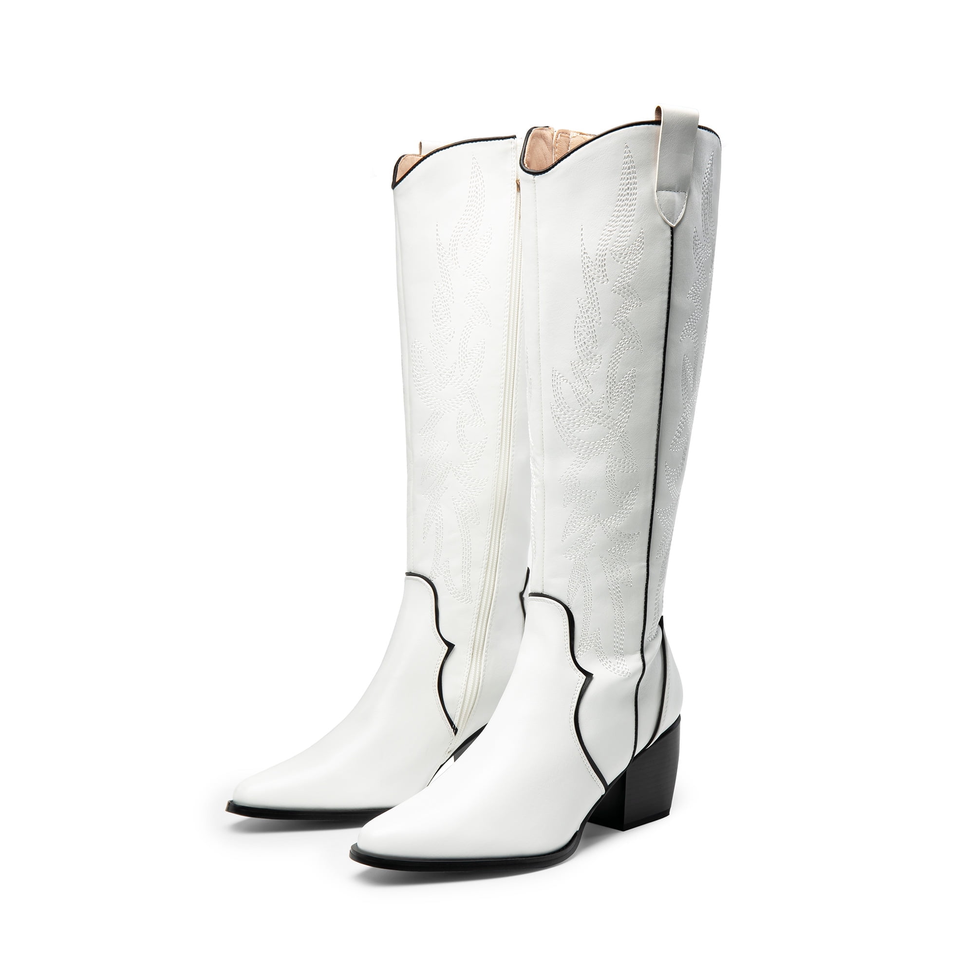 Dream Pairs Womens Cowboy Boots Chunky Heel Pointed Toe Embroidered ...