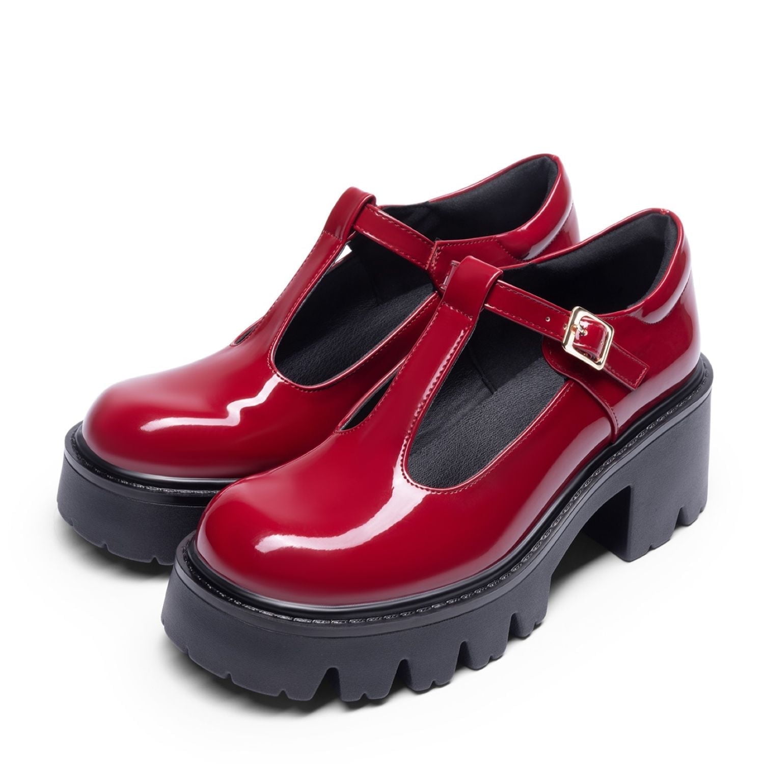 BURUDANI Womens Mary Jane Low Heel Chunky Pumps Non-Slip Platform Dress ...