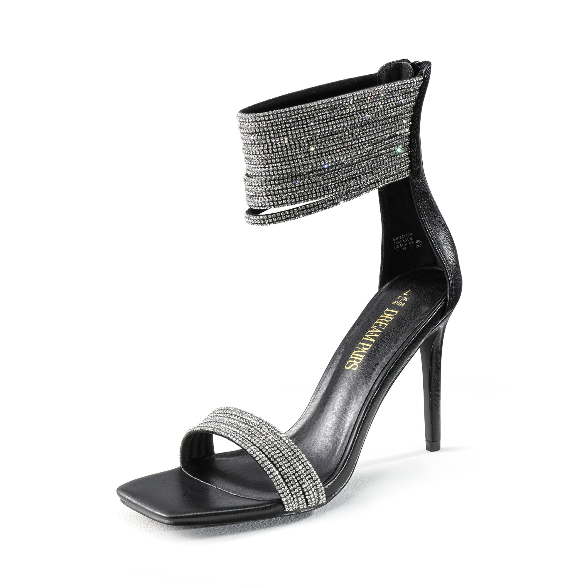 Dream Pairs Womens Square Toe heeled sandals stiletto heels - Walmart.com