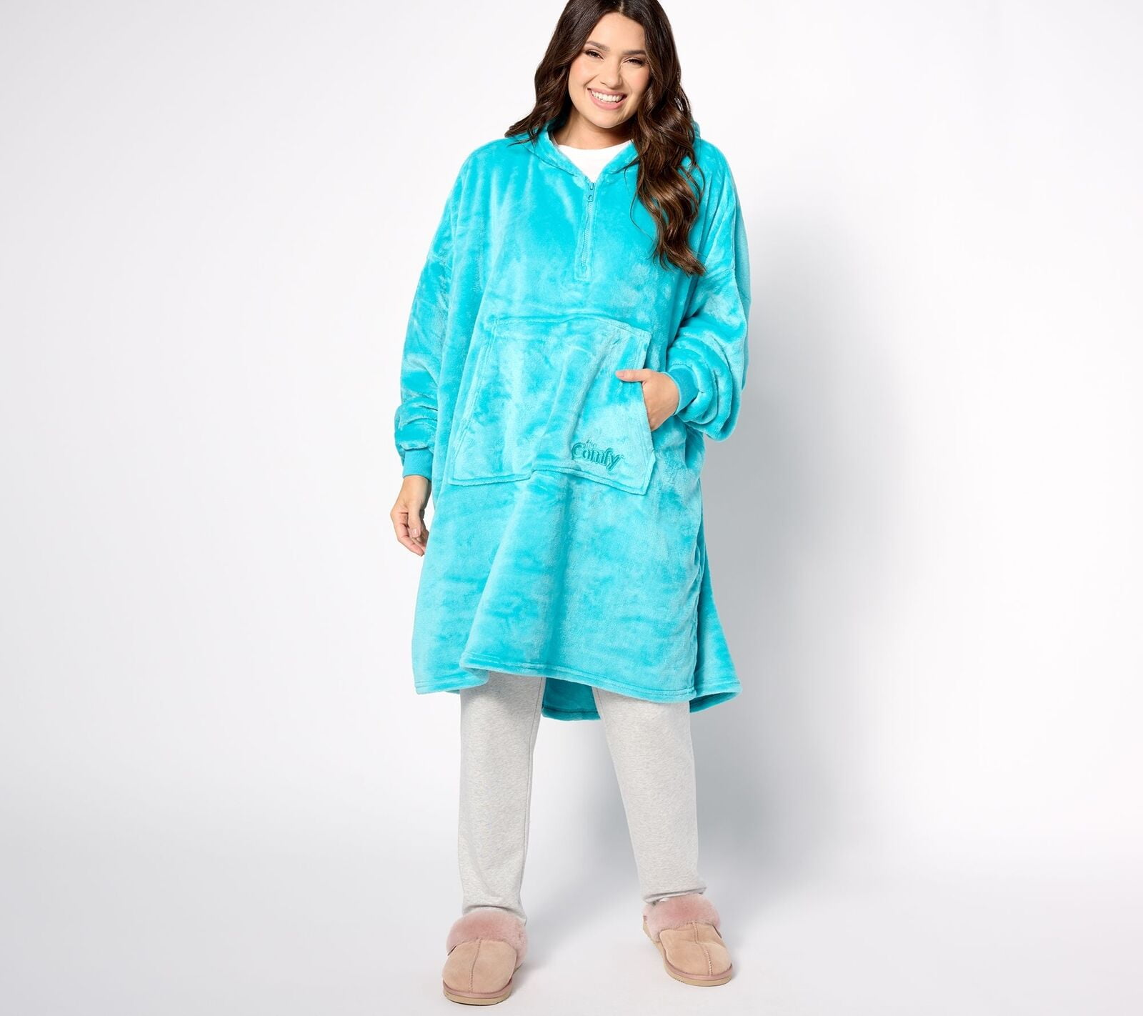 Dream Quarter Zip Wearable Blanket in Aqua - Walmart.com