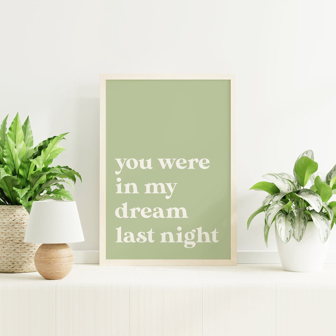 Dream Quote Poster Minimal Green Typography Art Poster, Unframed Size ...
