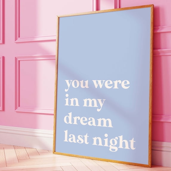 Dream Quote Print Minimal Blue Typography Art Home Decor Vintage Art ...