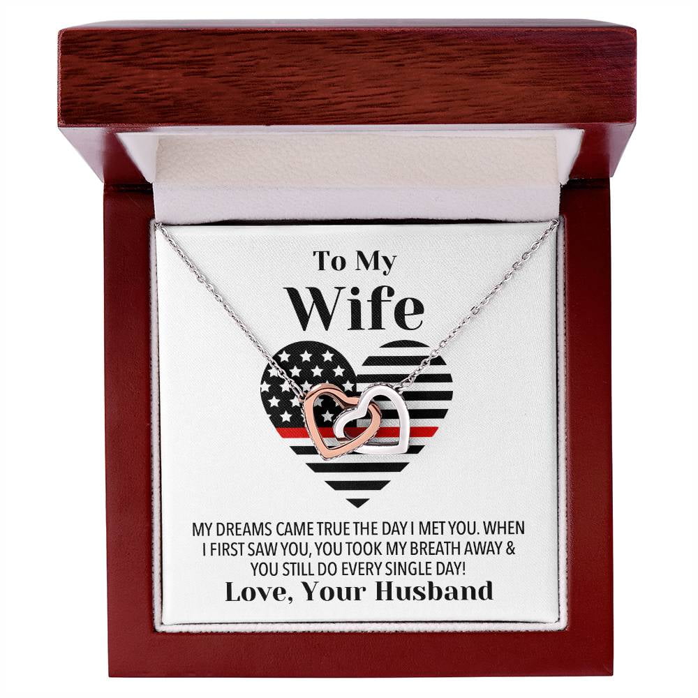 Dream Red Line Wife Love Necklace, Interlocking Hearts Necklace, 14K ...