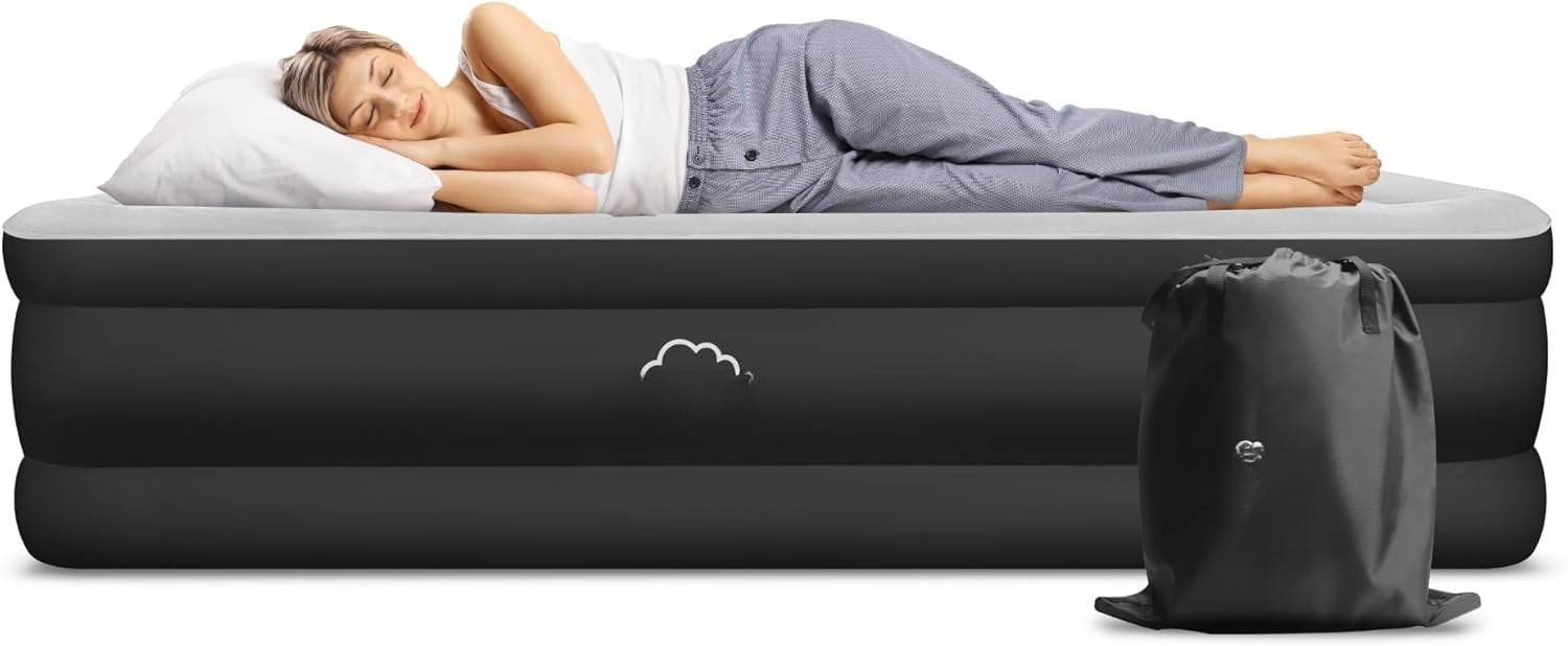 Dream Series Luxury Air Mattress, ComfortCoil Technology, Built-in High ...