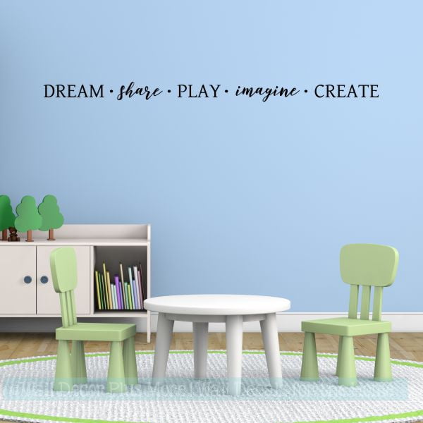 Dream Share Play Imagine Create Inspirational Wall Decals School Art ...