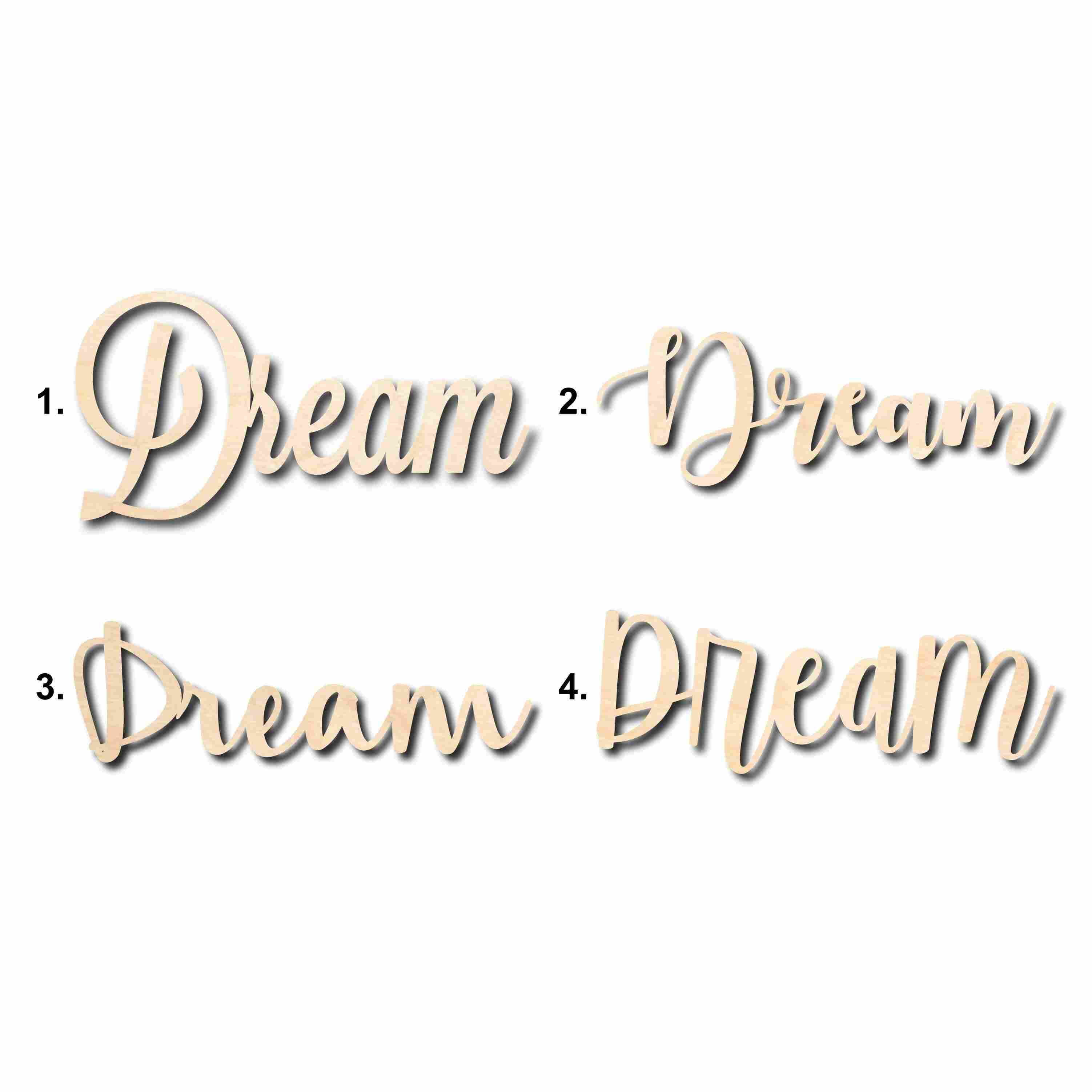 Dream Sign Unfinished Wood Cutout Home Decor DIY Option 1- 16" Wide / 1 ...