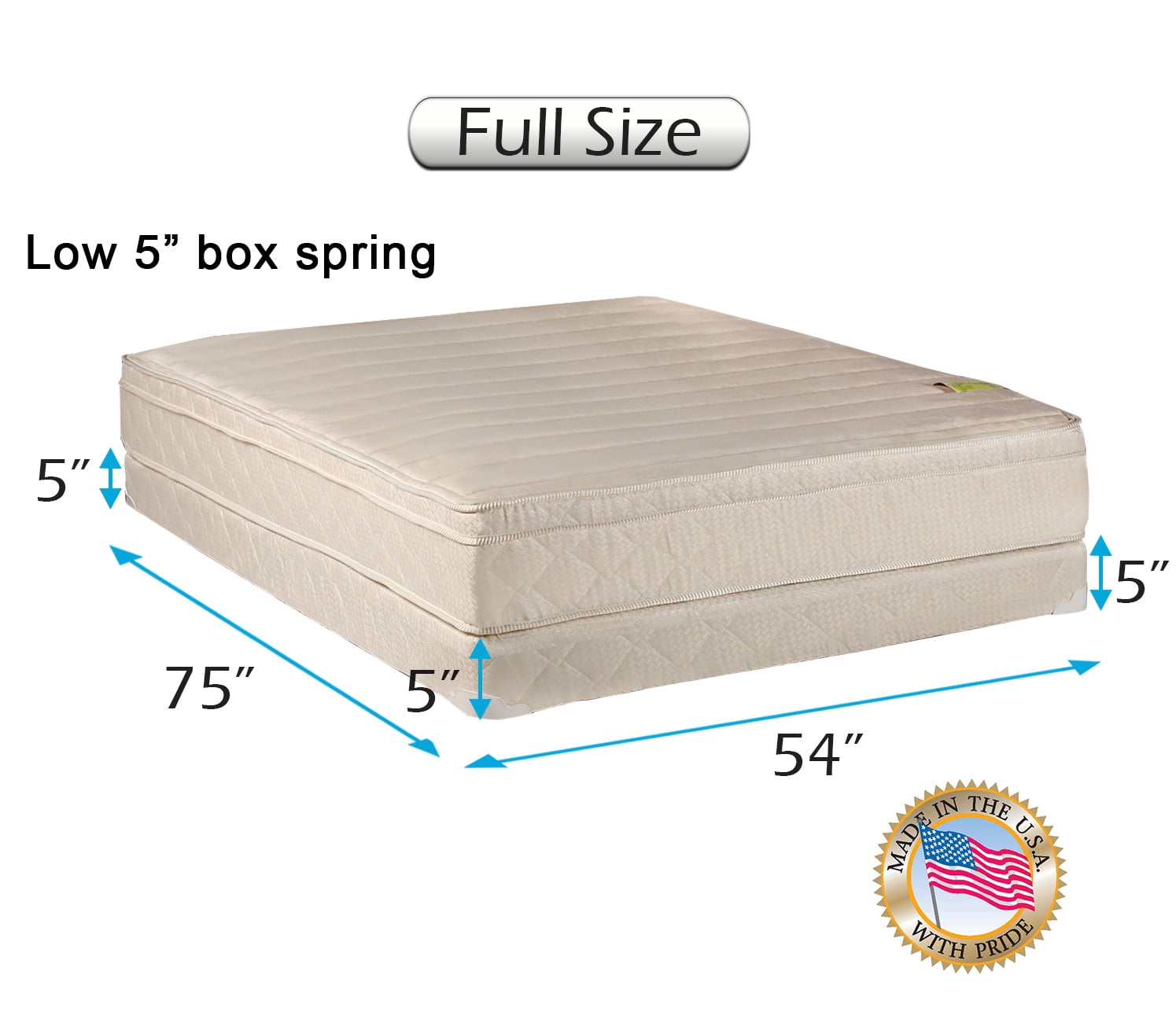 Dream Sleep Comfort Pedic Firm PillowTop Mattress & Low 5" Profile Box ...
