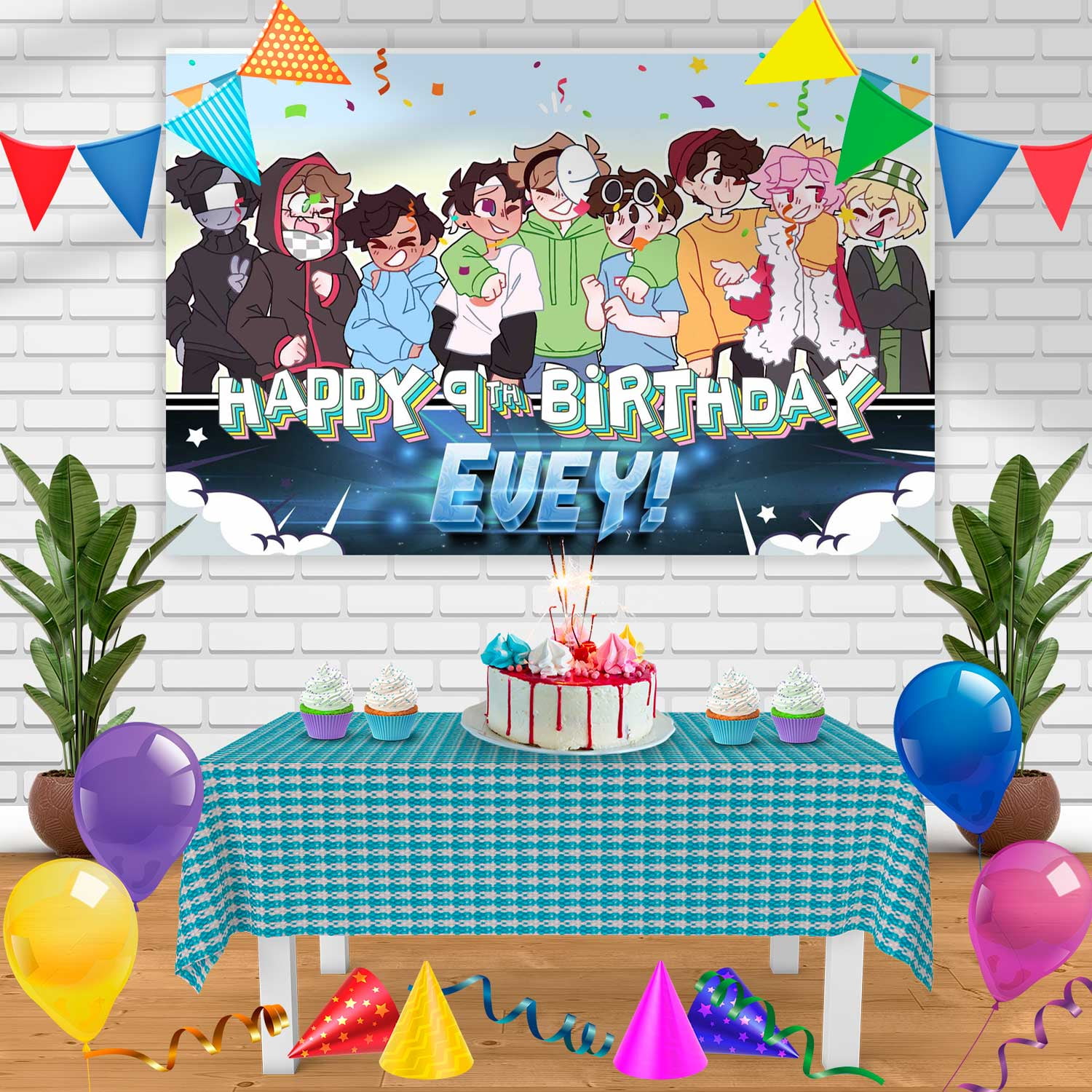 Dream Smp Birthday Banner Personalized Party Backdrop Decoration 60 x ...