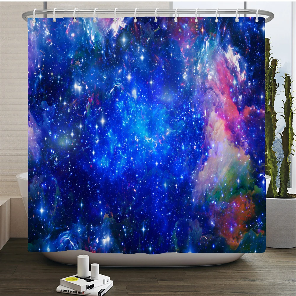 Dream Space Galaxy Starry Universe Waterproof Polyester Shower Curtain ...