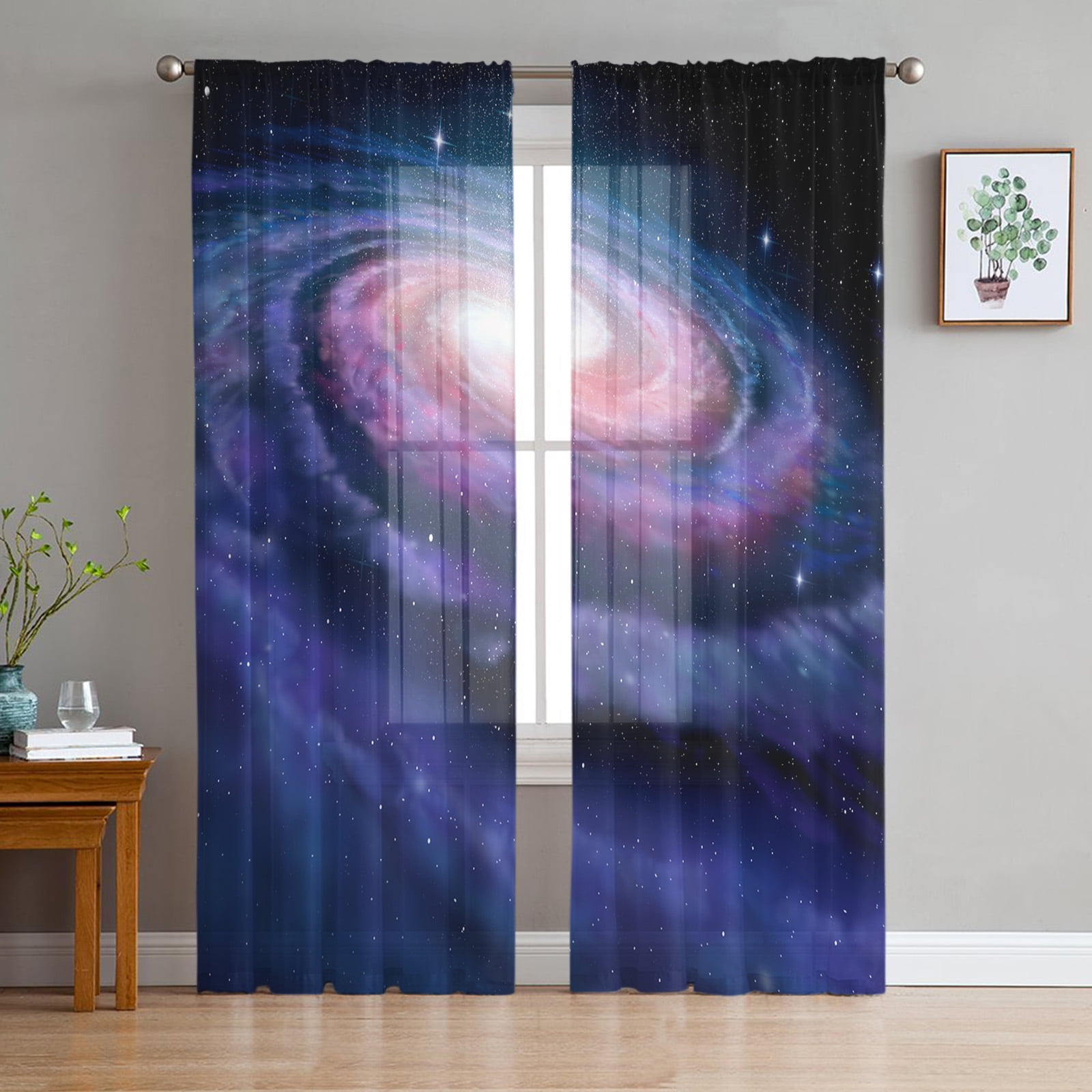 Dream Starry Sky Star River Colorful Space Tulle Curtains for Living ...