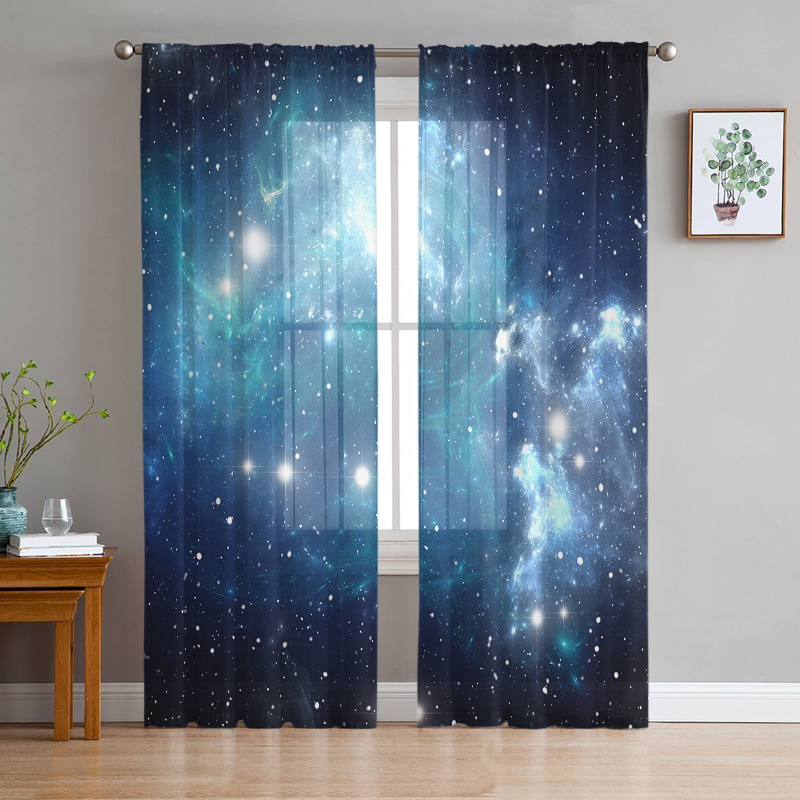 Dream Starry Sky Star River Colorful Space Tulle Curtains for Living ...
