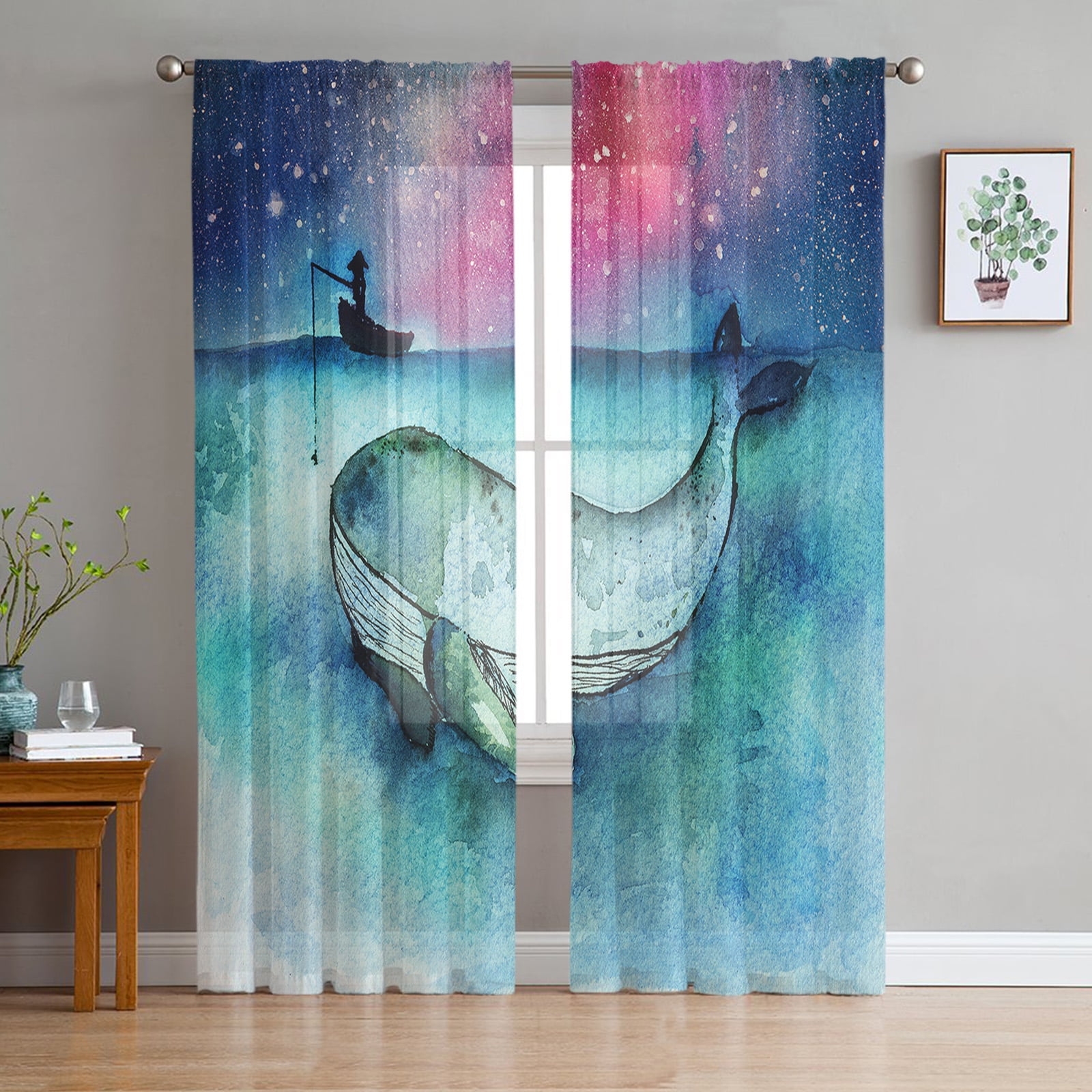 Dream Starry Sky Star River Colorful Space Tulle Curtains for Living ...