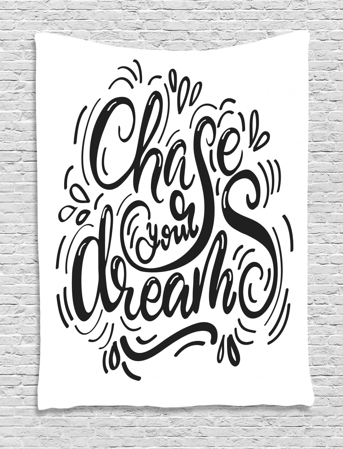Dream Tapestry, Artistic Chase Your Dreams Calligraphy Teardrop Shape ...