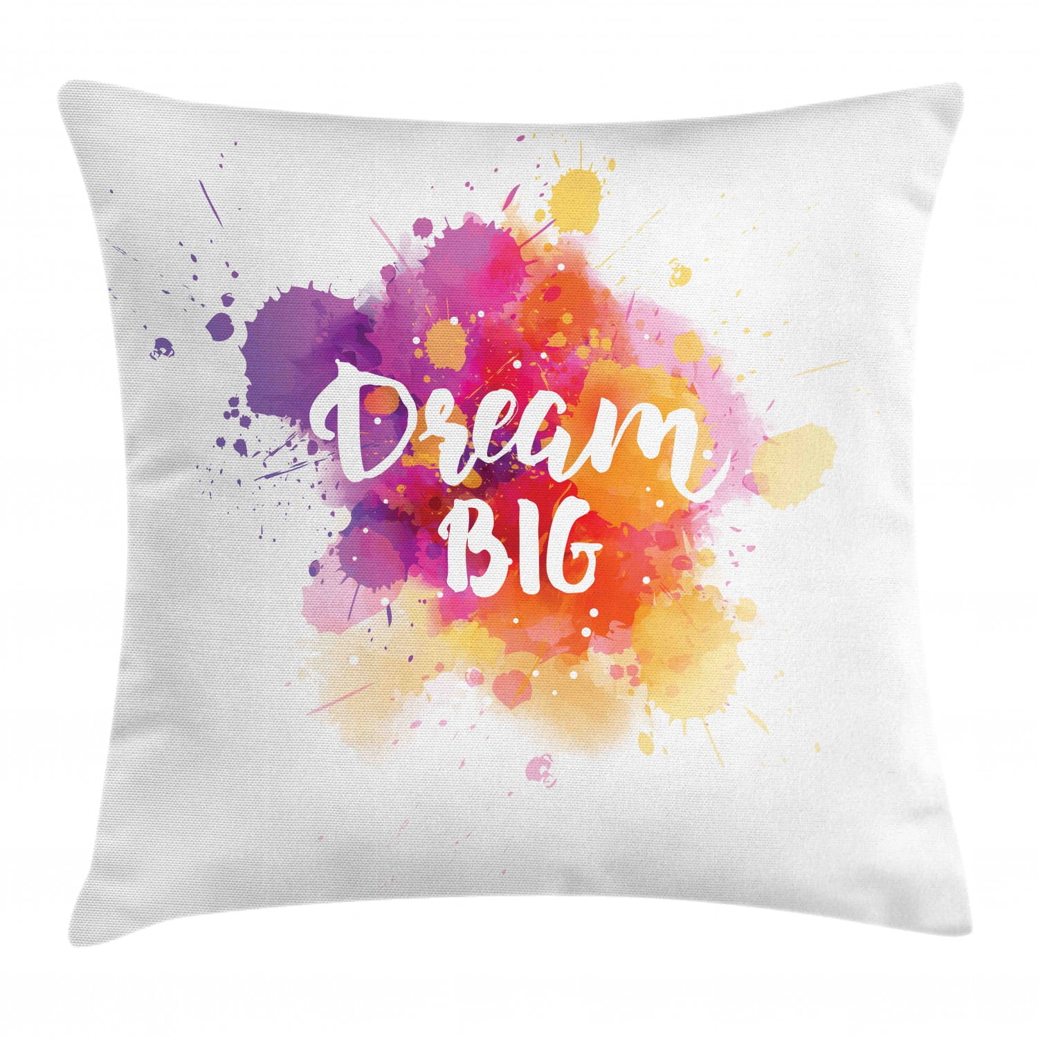 Dream Throw Pillow Cushion Cover, Paint Splashes Background with Modern ...