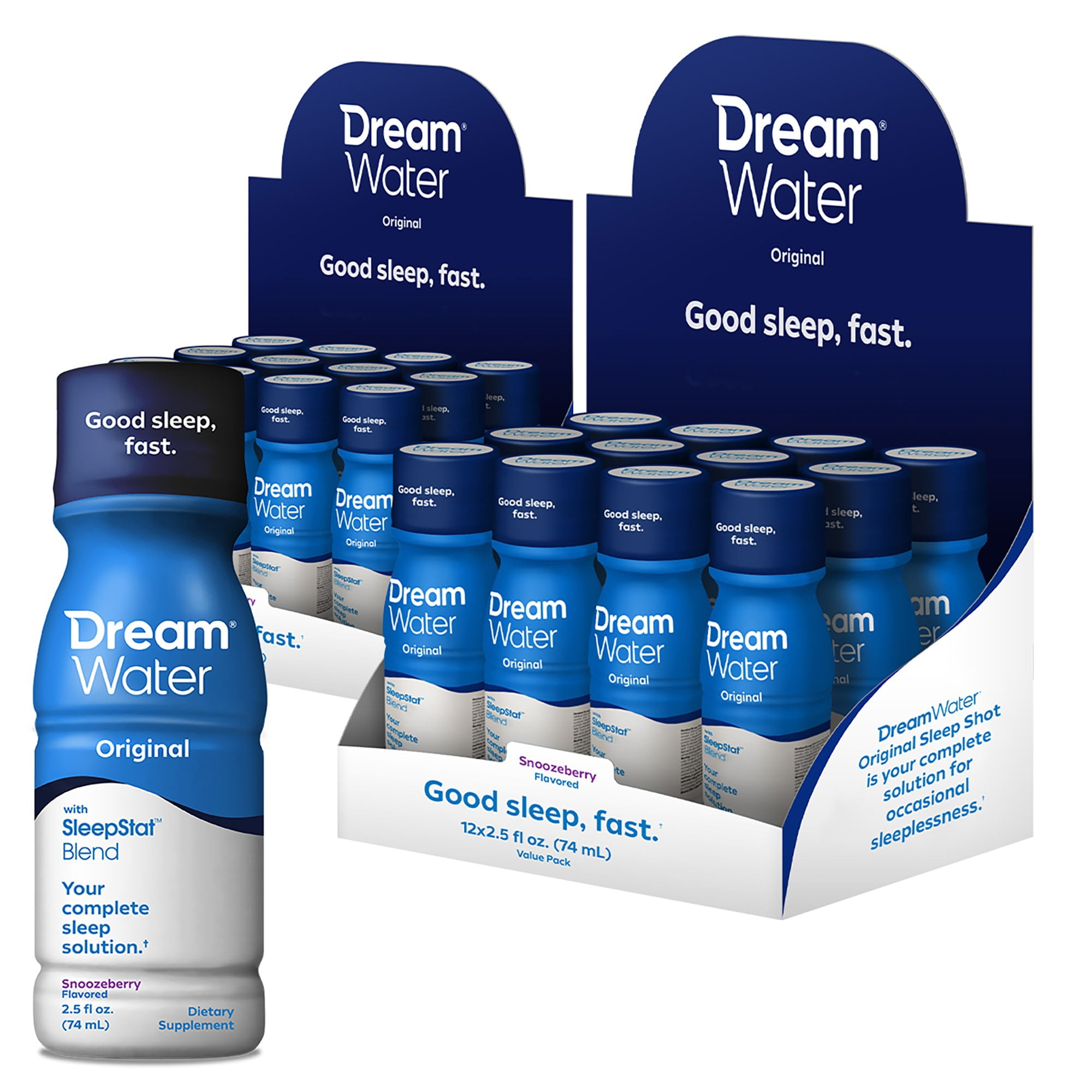 Dream Water Sleep Aid Supplement Drink; Snoozeberry Liquid Shot W/ 5mg ...